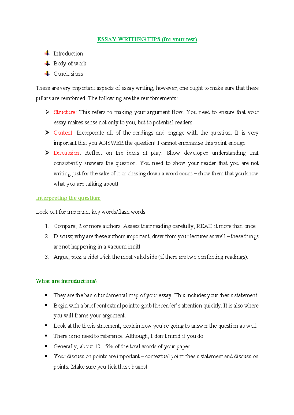 Essay Writing Tips for RS test - ESSAY WRITING TIPS (for your test ...