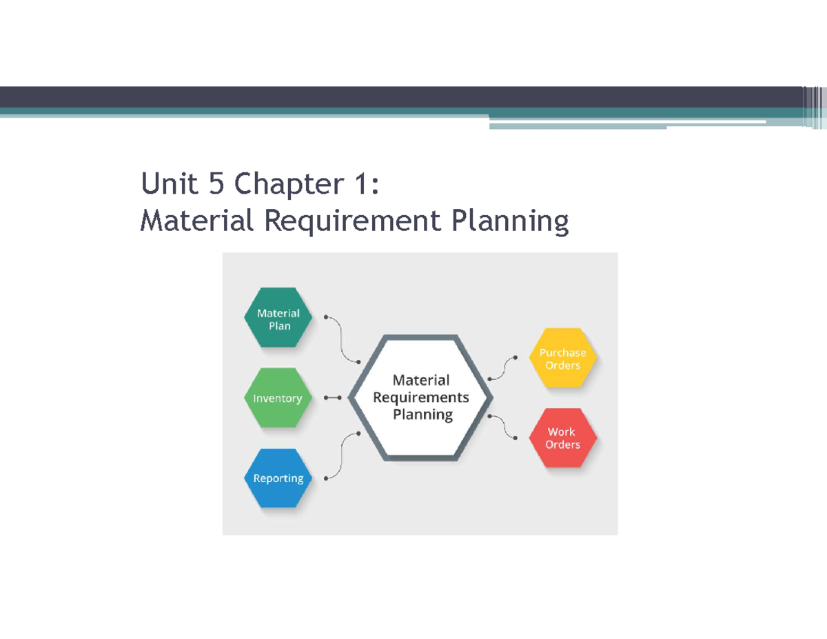 Unit 5 - It is about Material Required Planning and Supply Chain ...