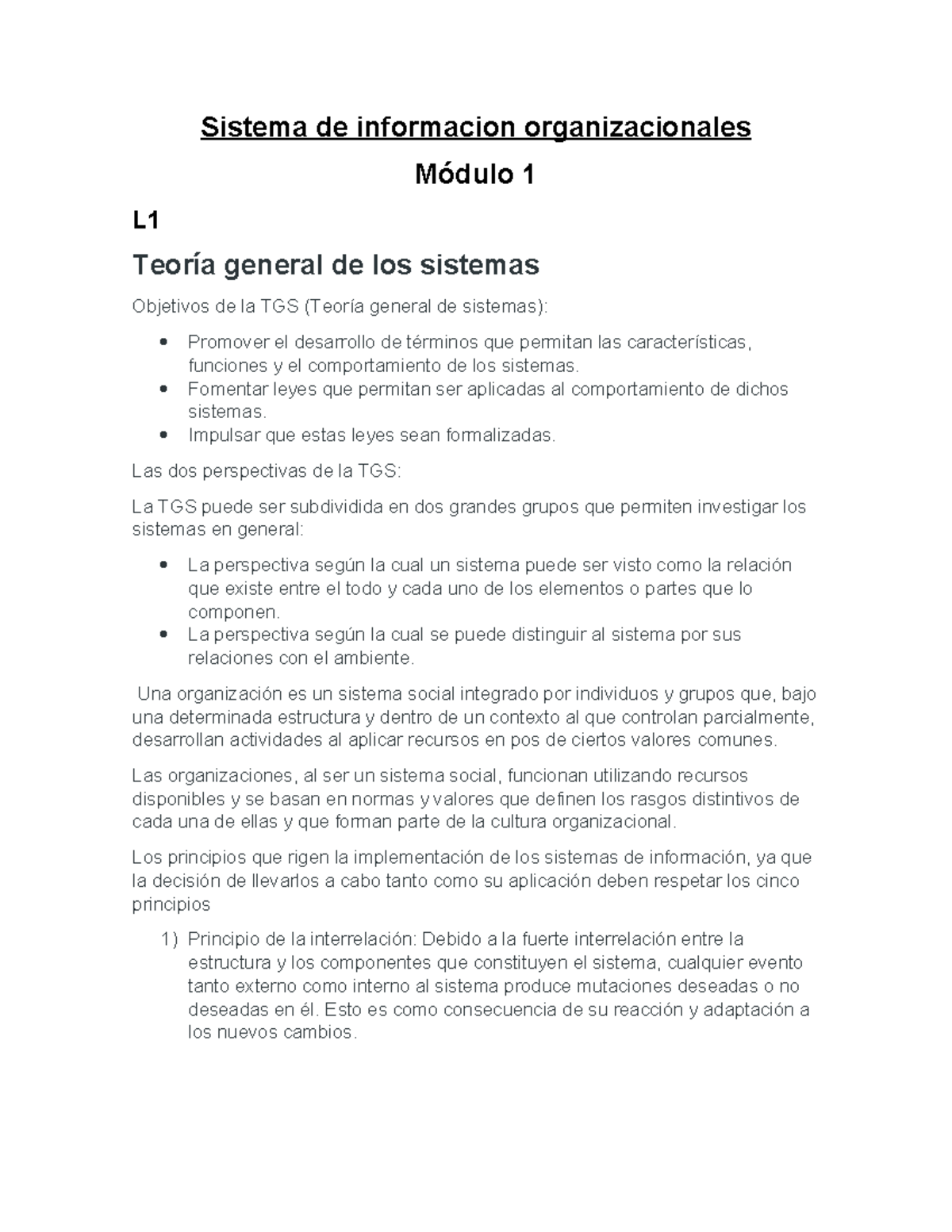 Sistema de informacion Organizacionales - Sistema de informacion organizacionales Módulo 1 L ...