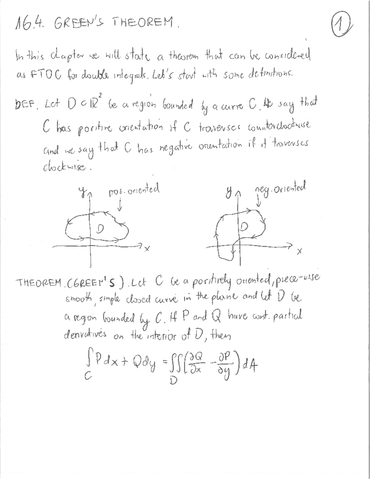 Chapter 16.4 - Greens Theorem - Math209 - Studocu