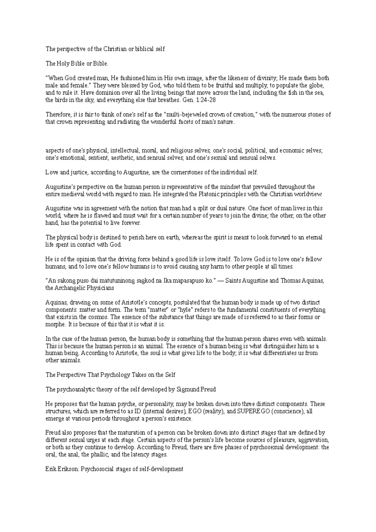 The Christian and Psychological view of self - The perspective of the ...