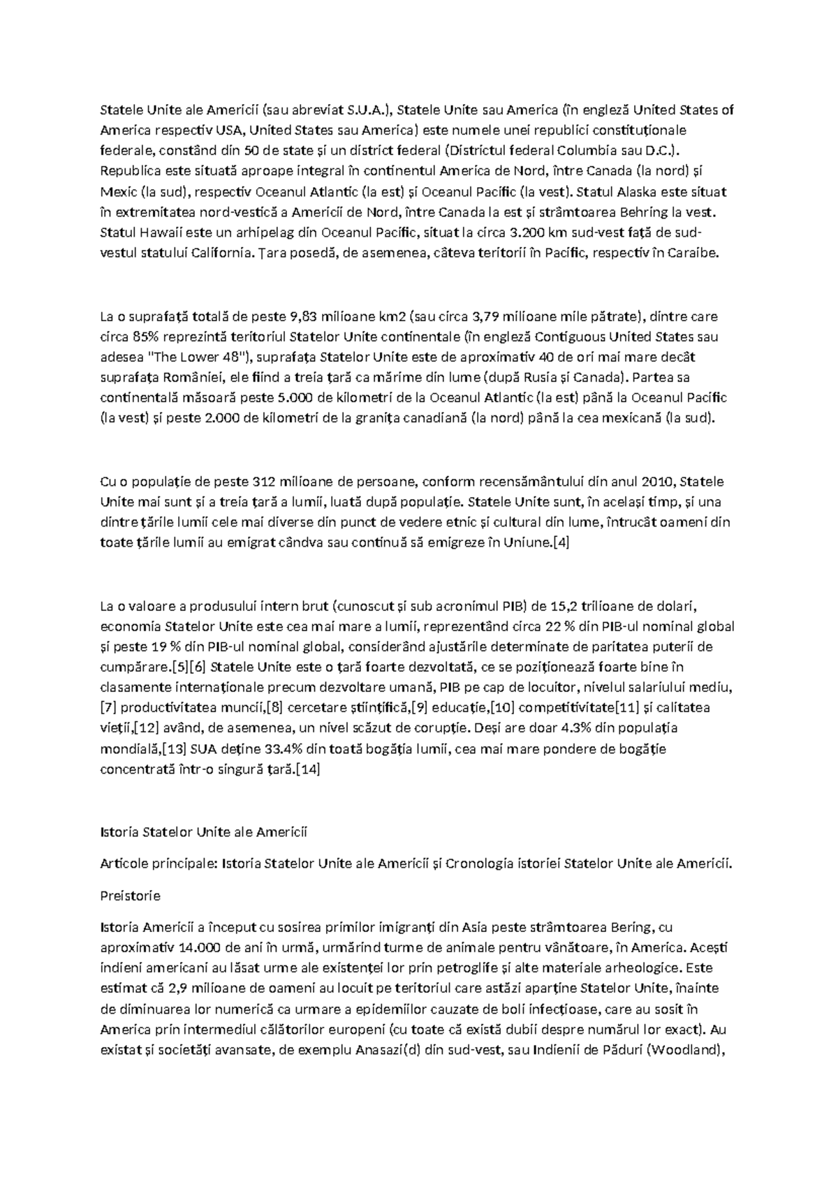 Statele Unite ale Americii - U.), Statele Unite sau America (în engleză ...