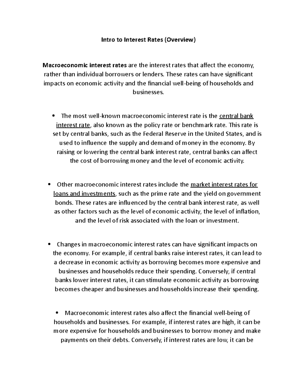 Document 84 (19) - Overview of Interest Rates in Macro Economics ...