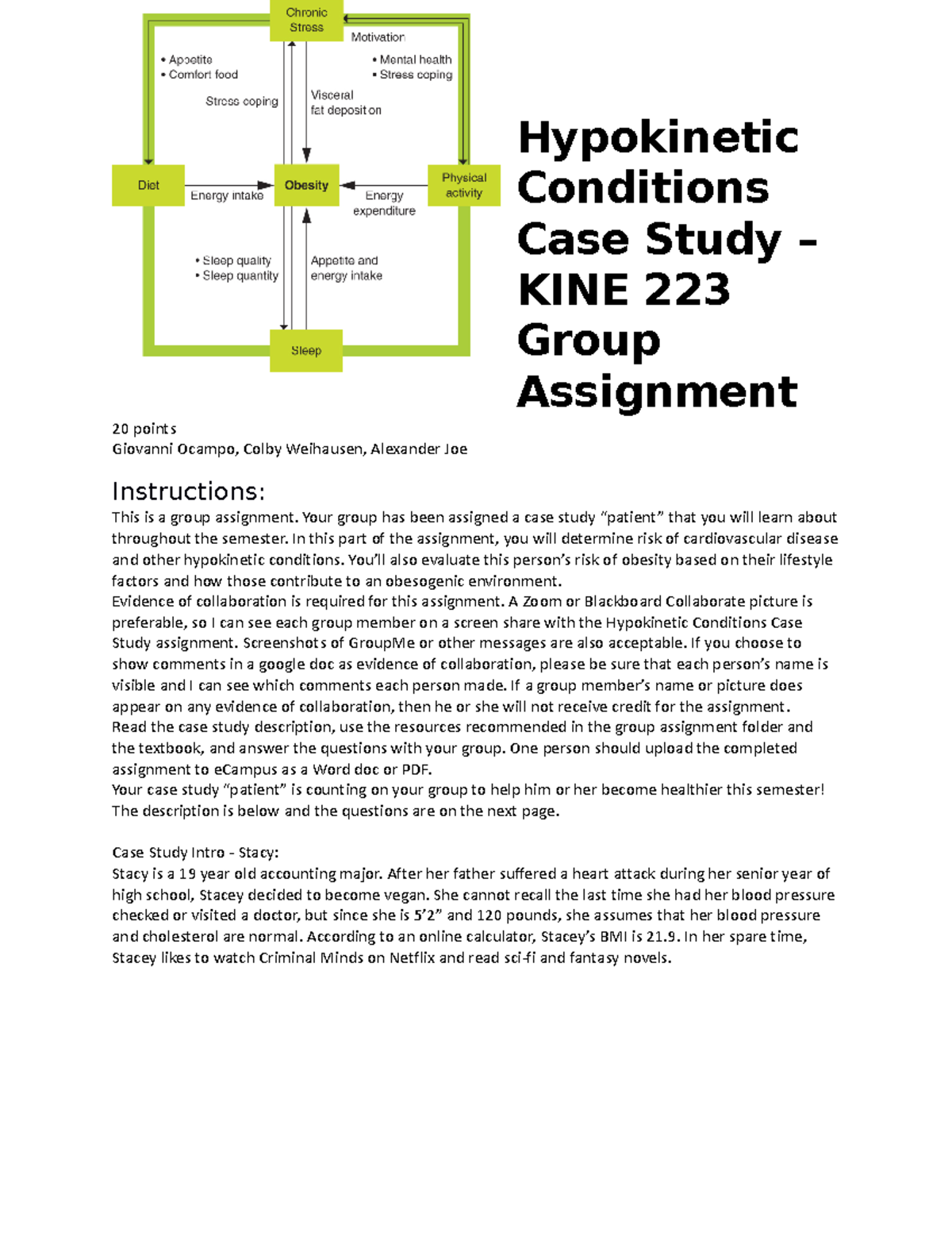 Hypokinetic Conditions Case Study Stacy - Hypokinetic Conditions Case ...