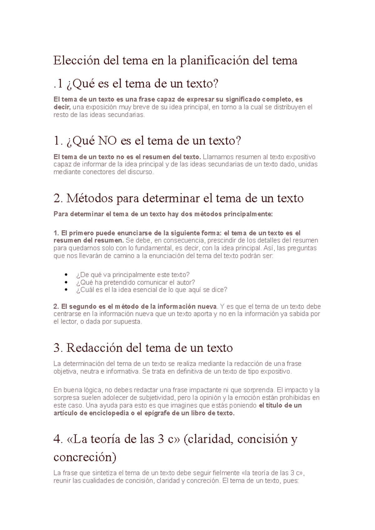 1 Elección del tema en la planificación del tema - 1 ¿Qué es el tema de ...