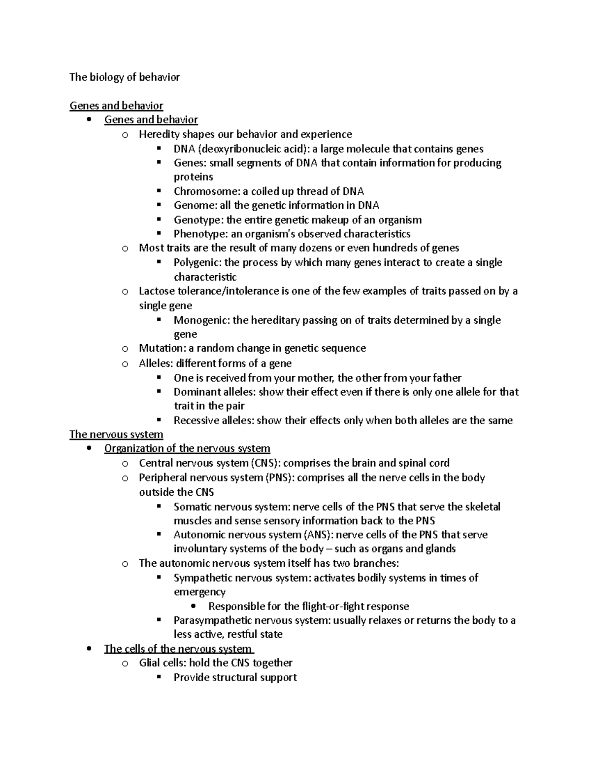 Ch 3 The biology of behavior - The biology of behavior Genes and behavior Genes and behavior o ...