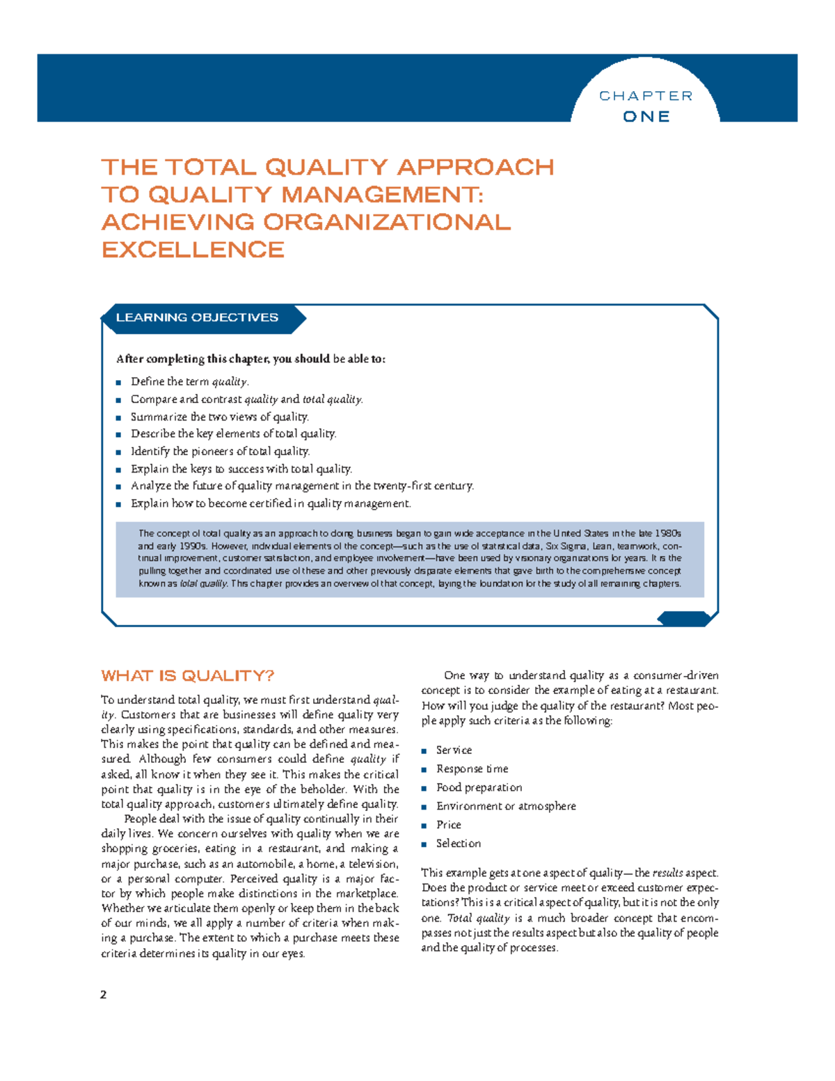 TQM - Total Quality Management - 2 THE TOTAL QUALITY APPROACH TO ...