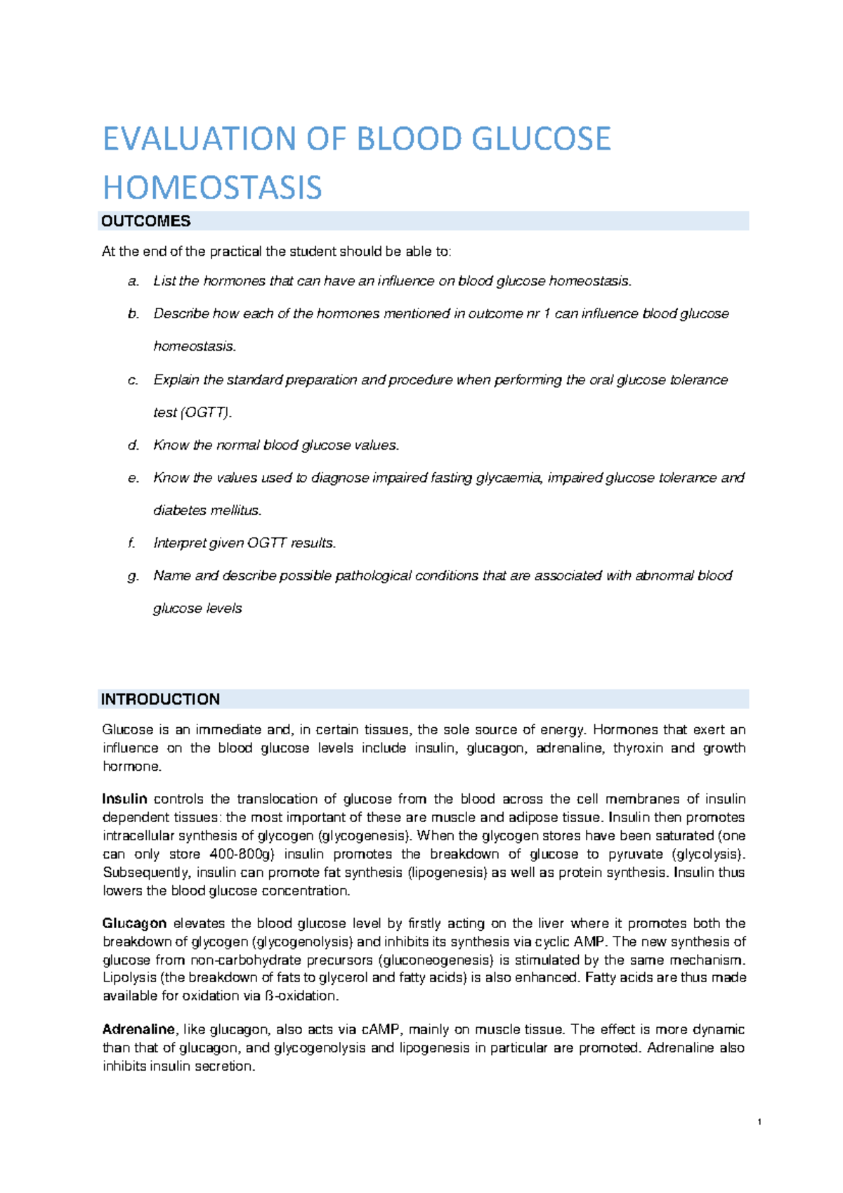 2023 Study material OGTT - EVALUATION OF BLOOD GLUCOSE HOMEOSTASIS ...