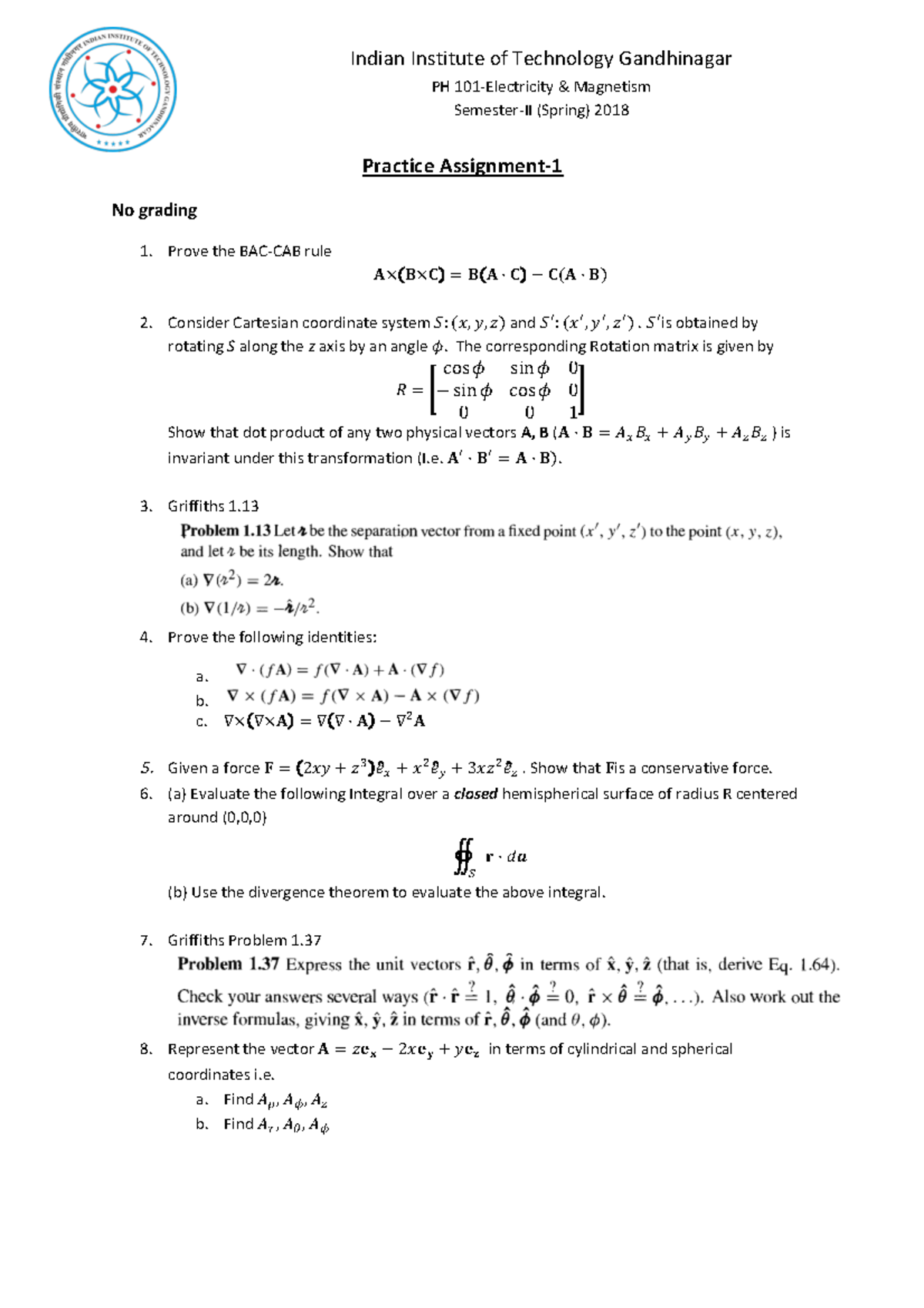 Assignement 1 - Practice tutorial shared by professor - Indian Institute of Technology ...