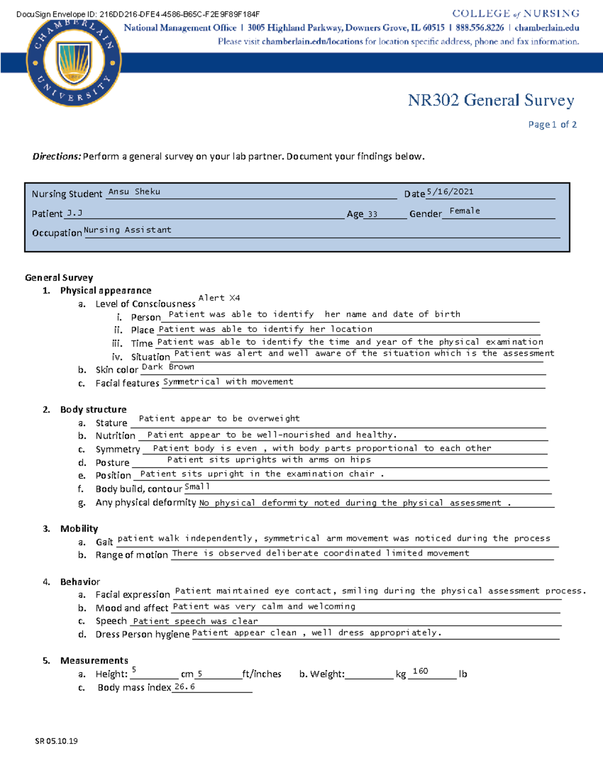Please Docu Sign Week 2 General Survey (1) (1 - NR302 General Survey SR ...