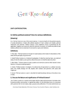 UI ist sem1 - Understanding india BG ist semester - 1 UNIT-I ...