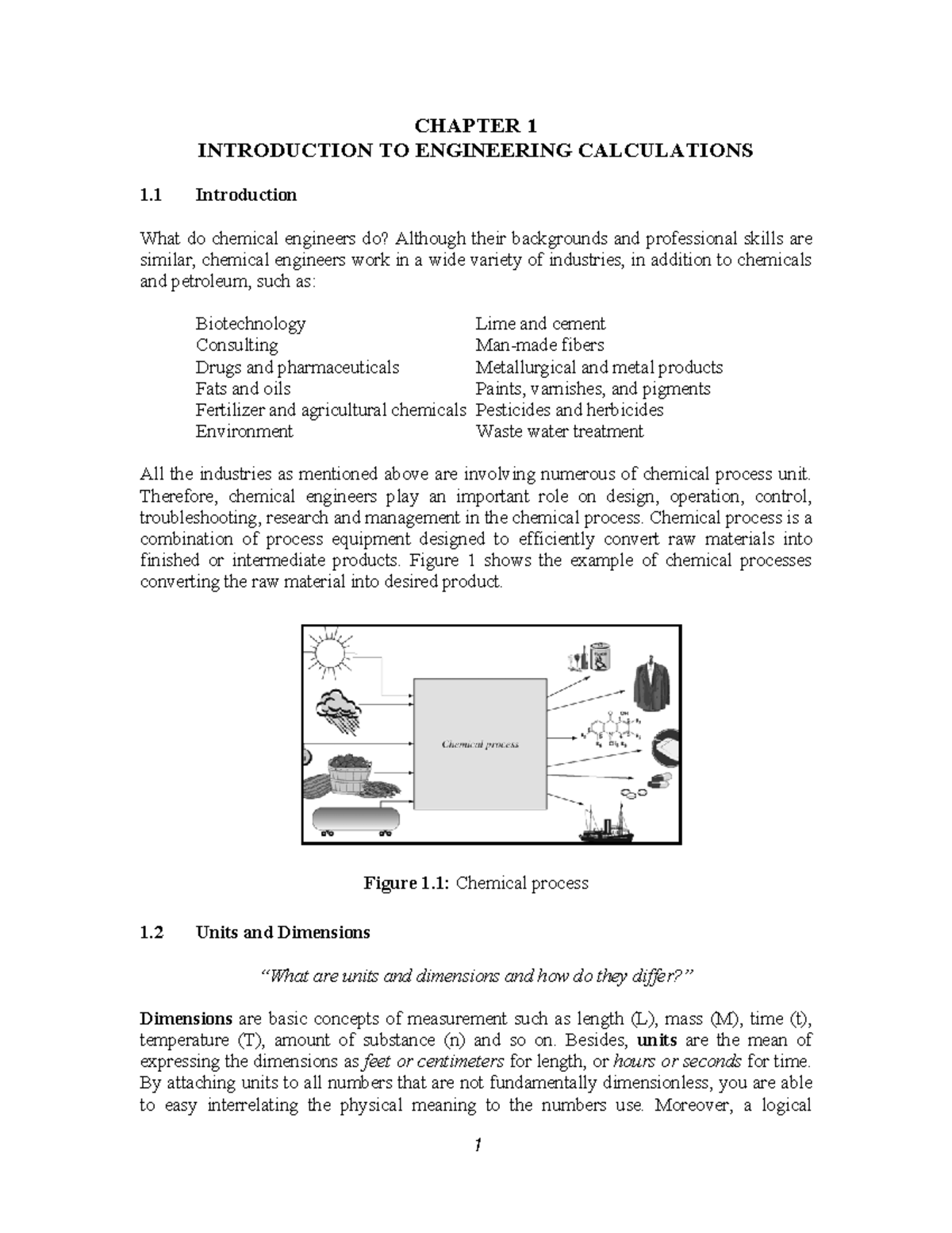 Teaching Module Material Balances Energy - CHAPTER 1 INTRODUCTION TO ...