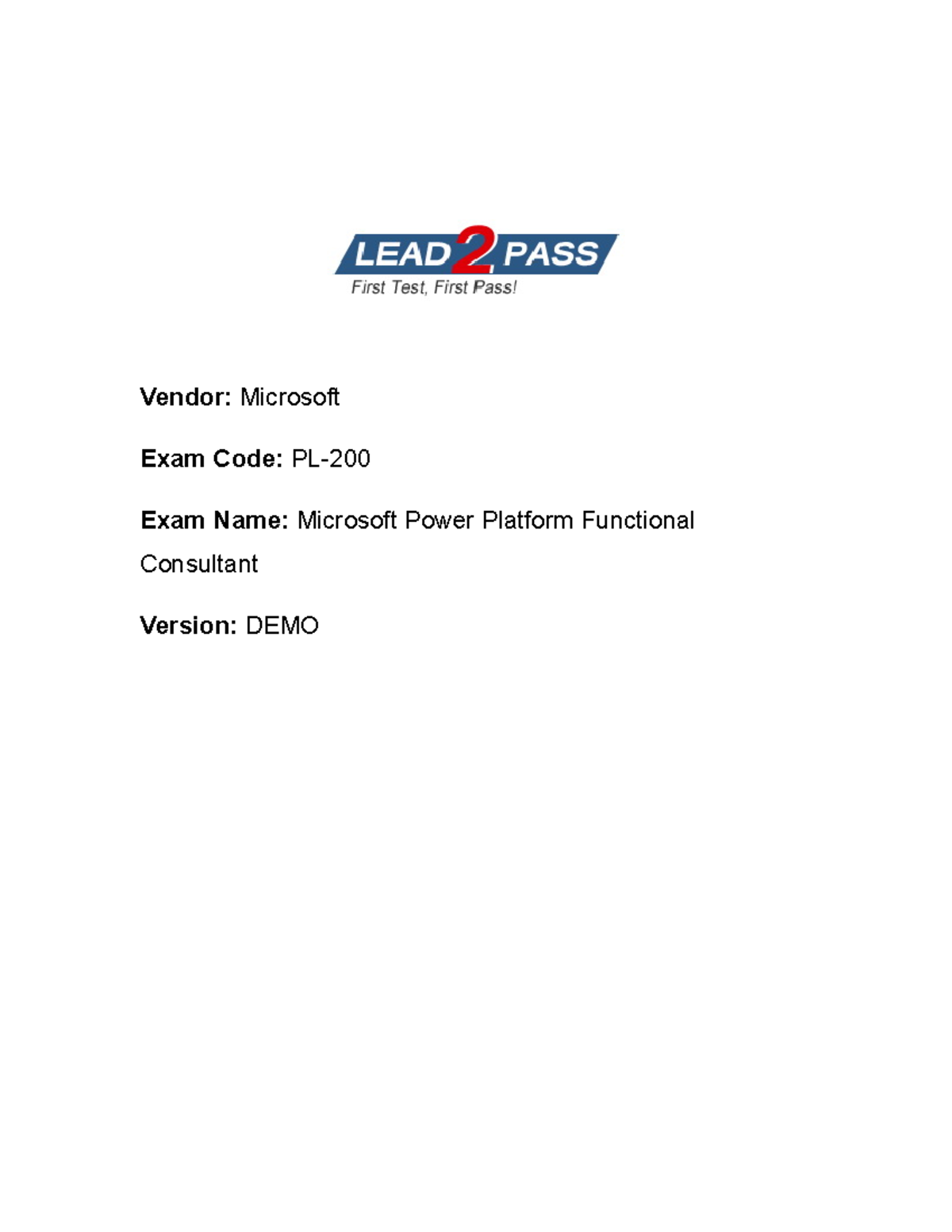 PL-200-demo - Vendor: Microsoft Exam Code: PL- Exam Name: Microsoft ...