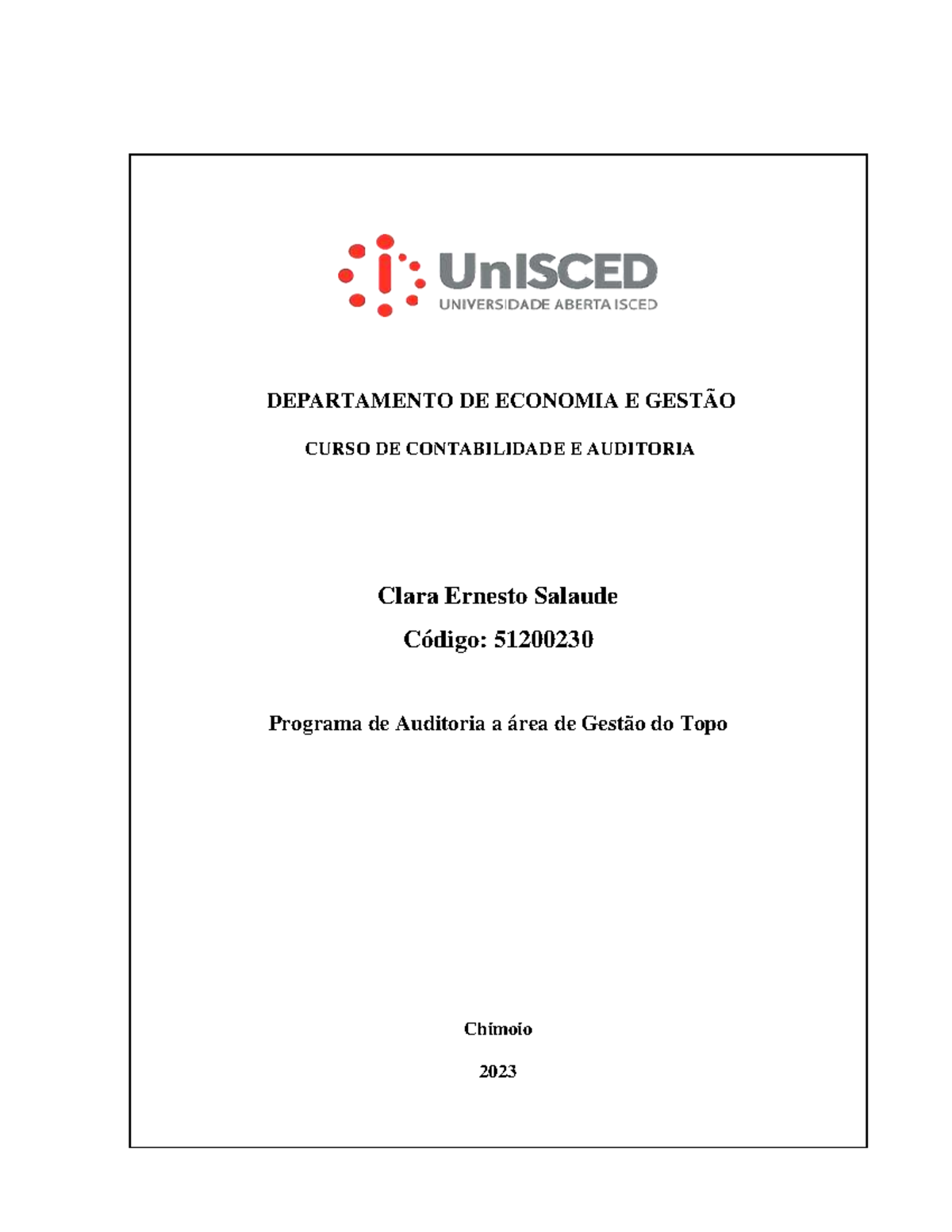 512002 30 Avaliacao III - DEPARTAMENTO DE ECONOMIA E GESTÃO CURSO DE ...