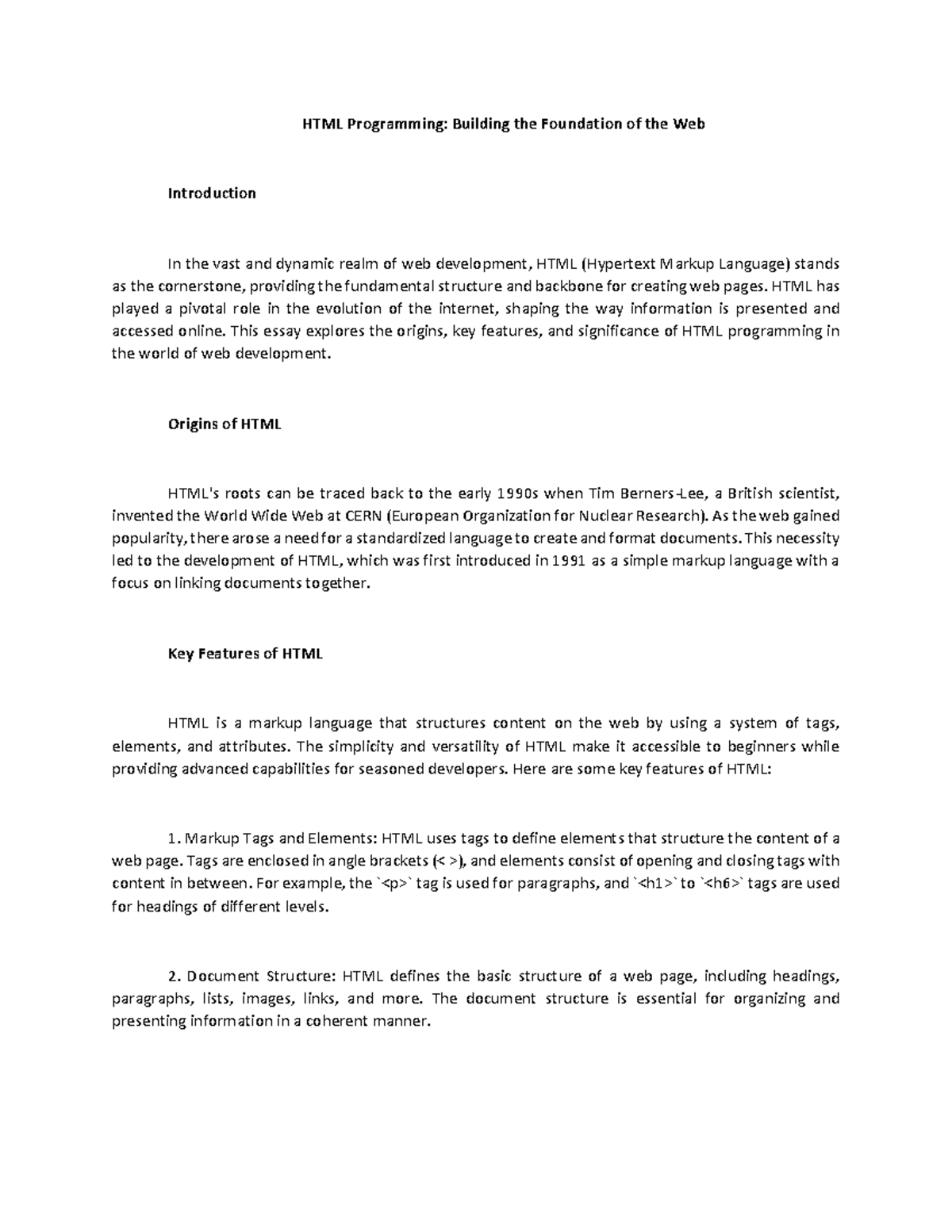 Html Programming Html Has Played A Pivotal Role In The Evolution Of The Internet Shaping The