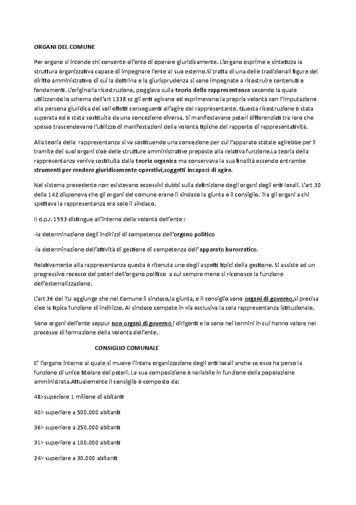 Organi DEL Comune - ORGANI DEL COMUNE Per organo si intende chi ...
