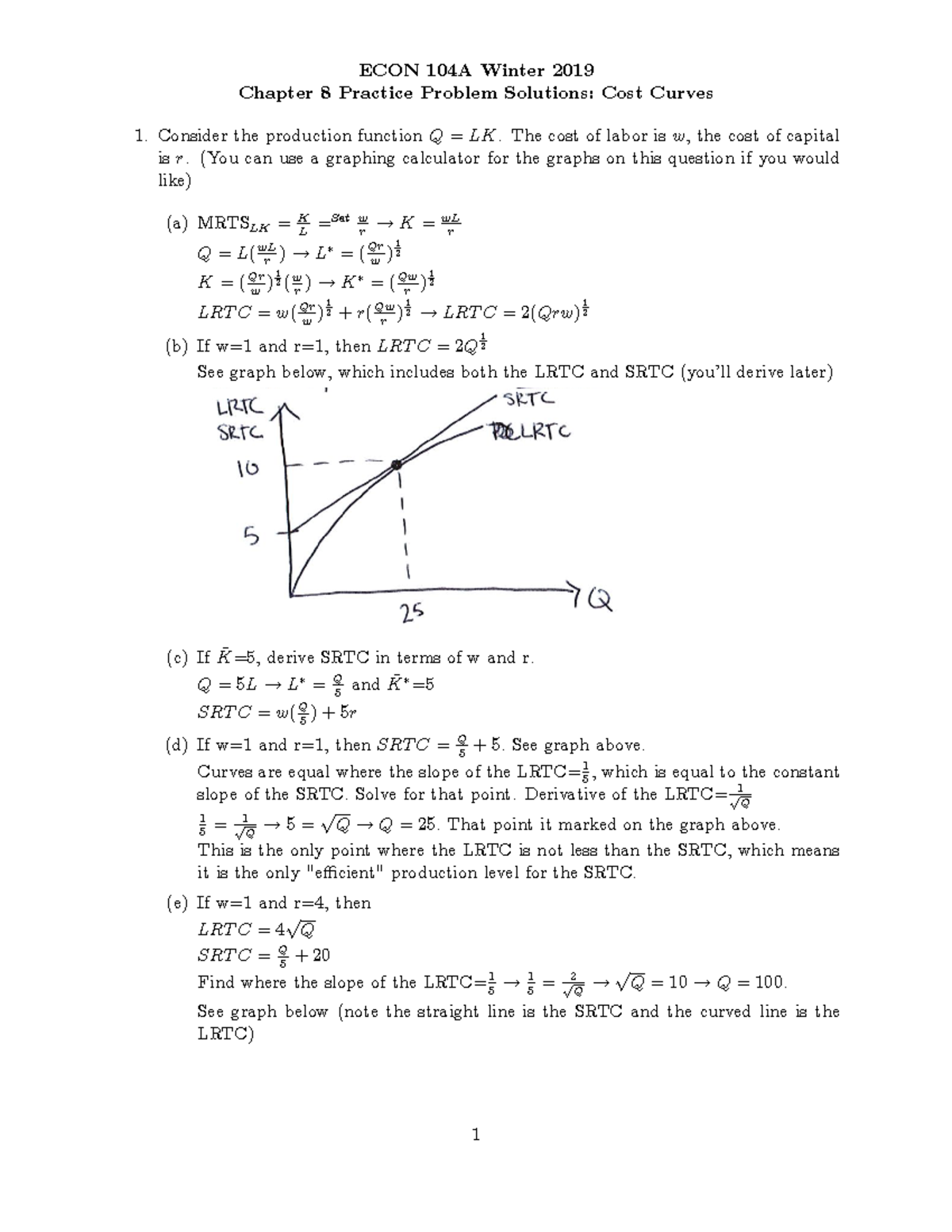 Chapter 8 Practice Problems Solutions - ECON 104A Winter 2019 Chapter 8 ...