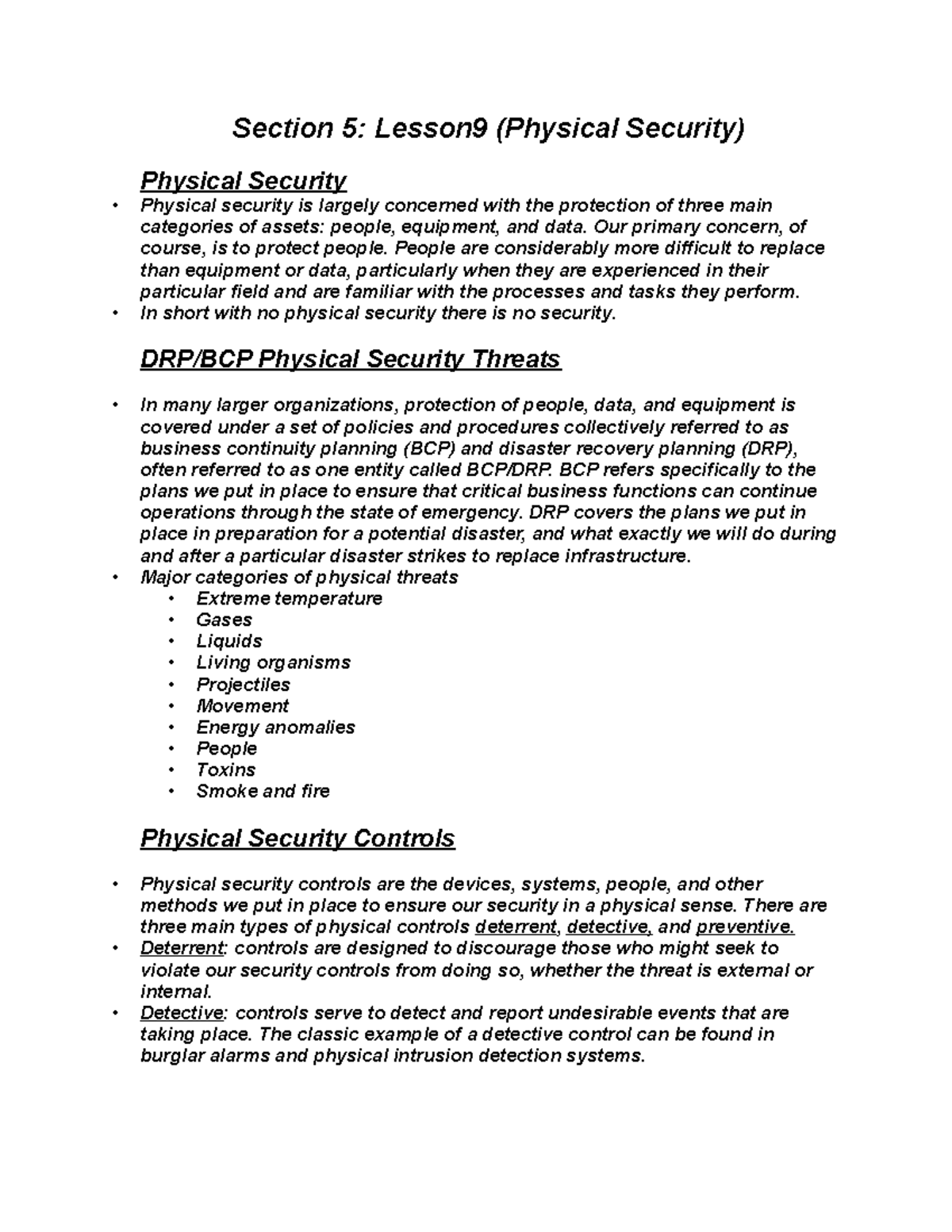 Section 5 (Physical and Network Security) - Section 5: Lesson9 ...