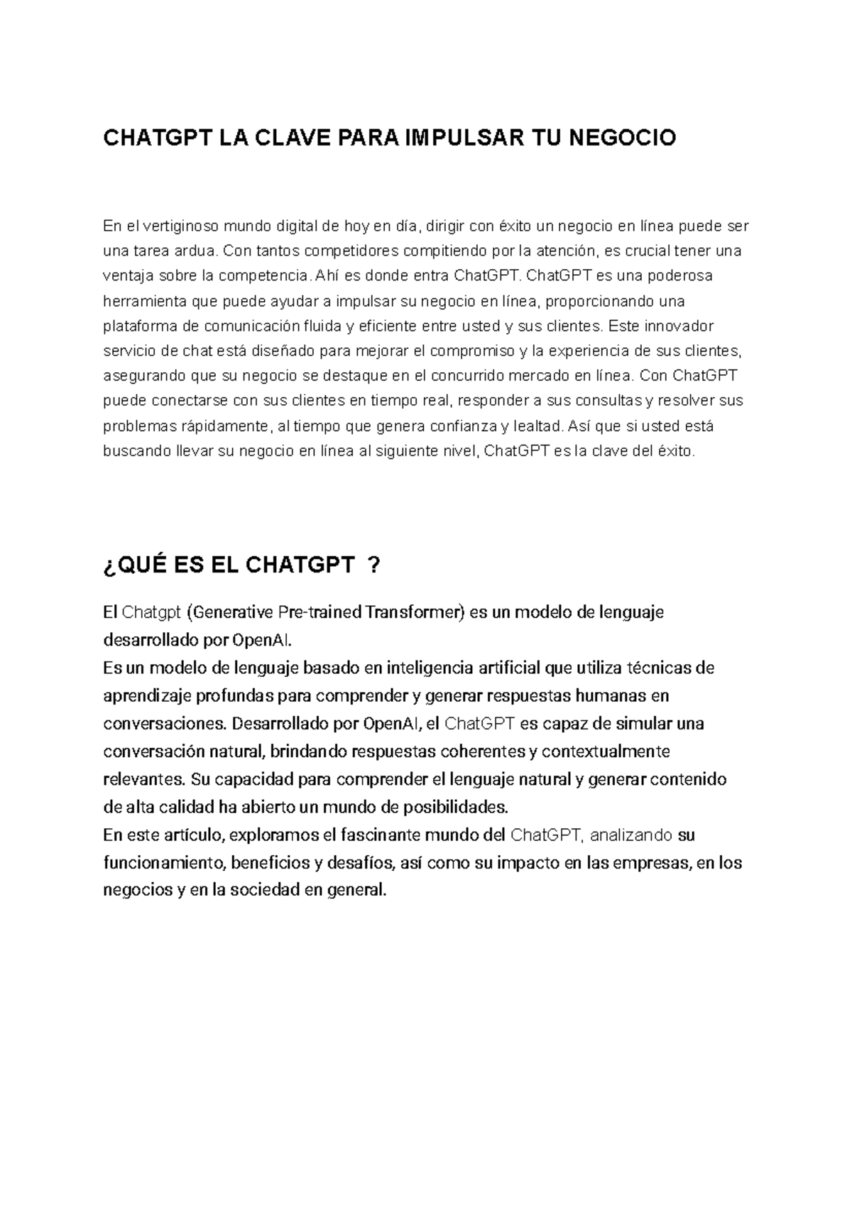 CHAT GPT - Que es el cht gpt - CHATGPT LA CLAVE PARA IMPULSAR TU ...