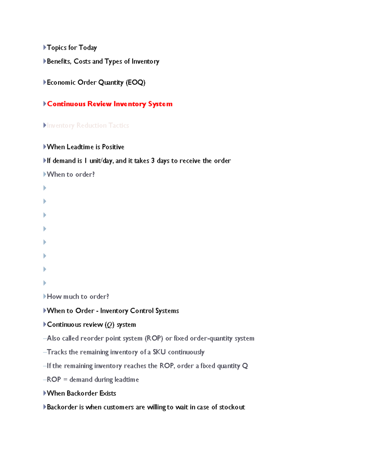 OPM 200 Chapter 9 class part 2 notes - Topics for Today Benefits, Costs ...