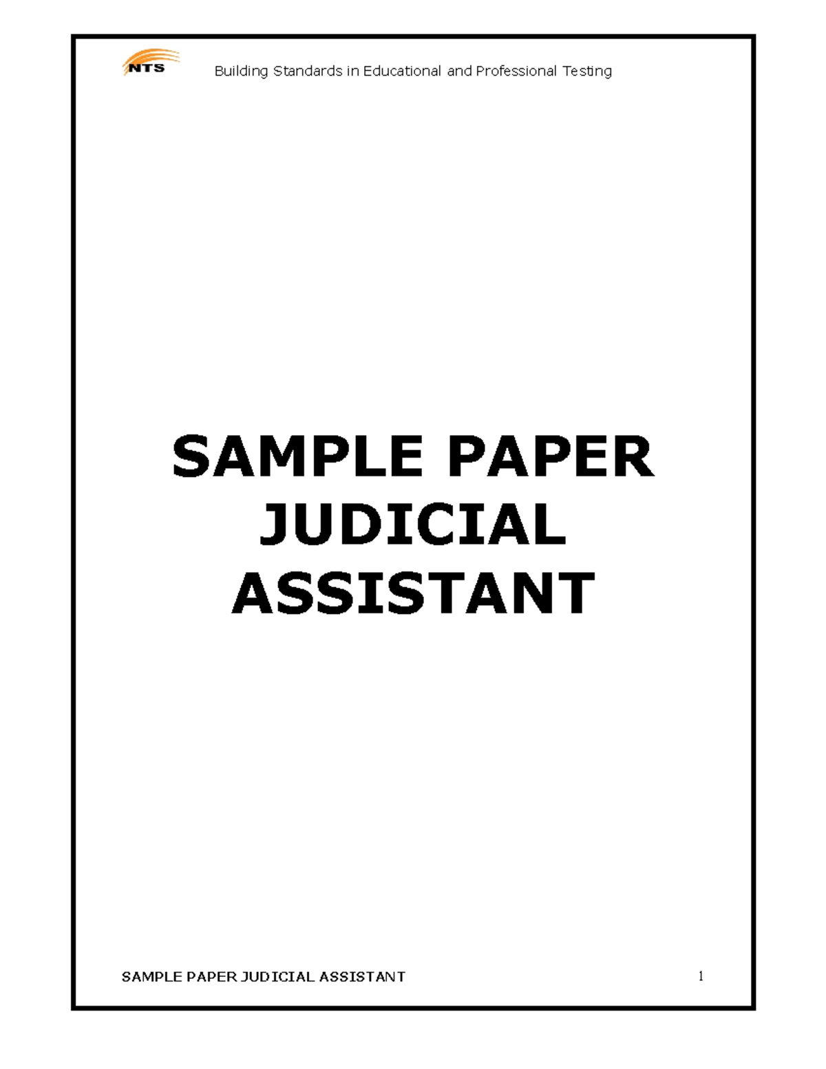 Judicial Assistant - SAMPLE PAPER JUDICIAL ASSISTANT ENGLISH Read the ...
