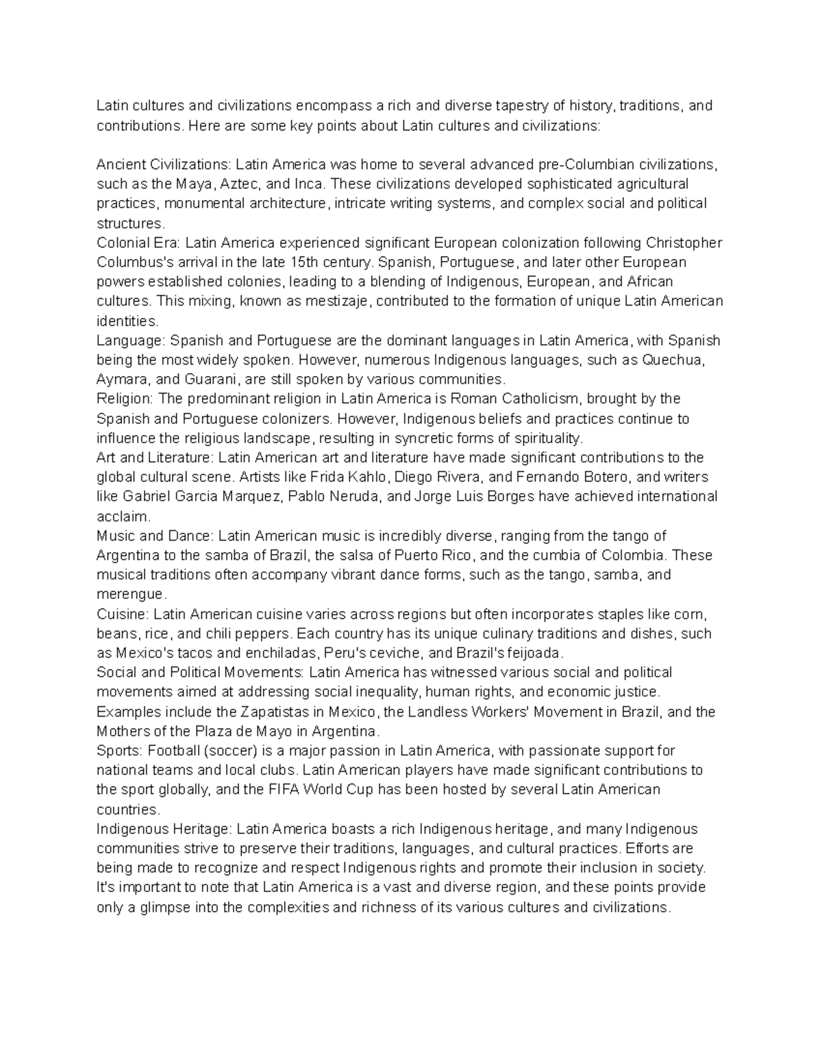 Latin cultures and civilizations - Here are some key points about Latin ...