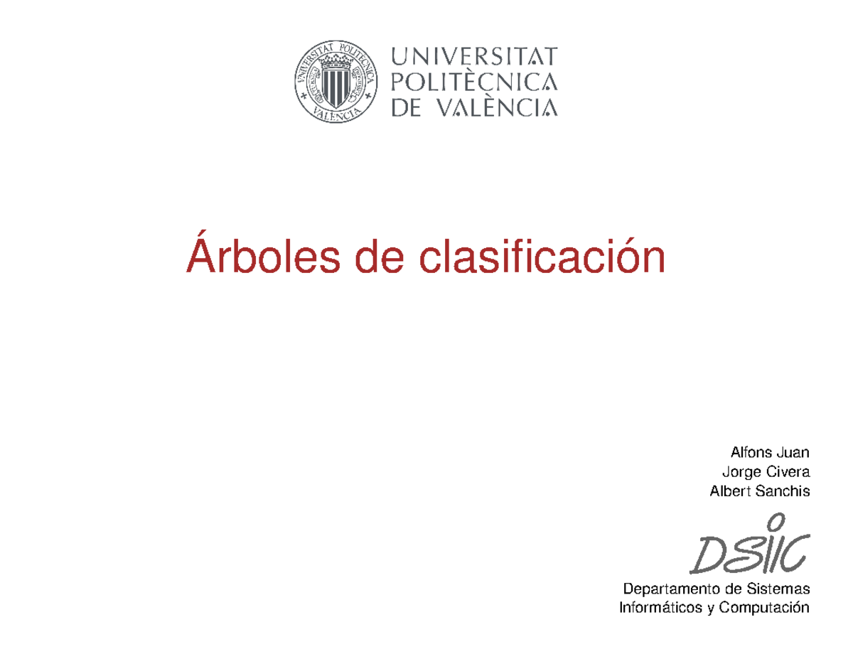 B2T3 Arb Cla - apuntes - ́ Arboles de clasificaci ́ on Alfons Juan ...
