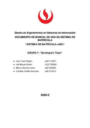 Plantilla DE Especificacion DE Requerimientos - UPC CURSO: Diseño y Experimentos en Sistemas de ...