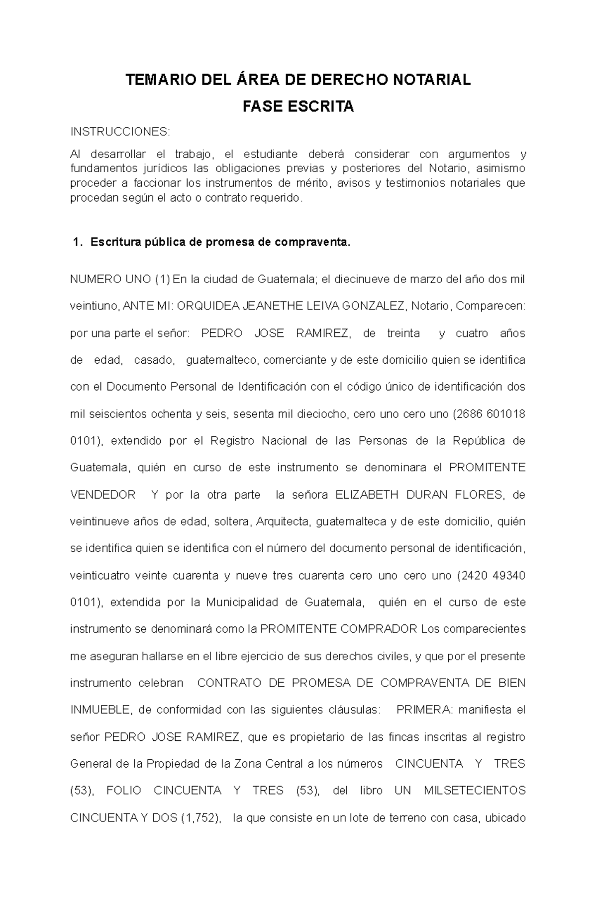 Derecho Notarial Escrituras - TEMARIO DEL ÁREA DE DERECHO NOTARIAL FASE ...