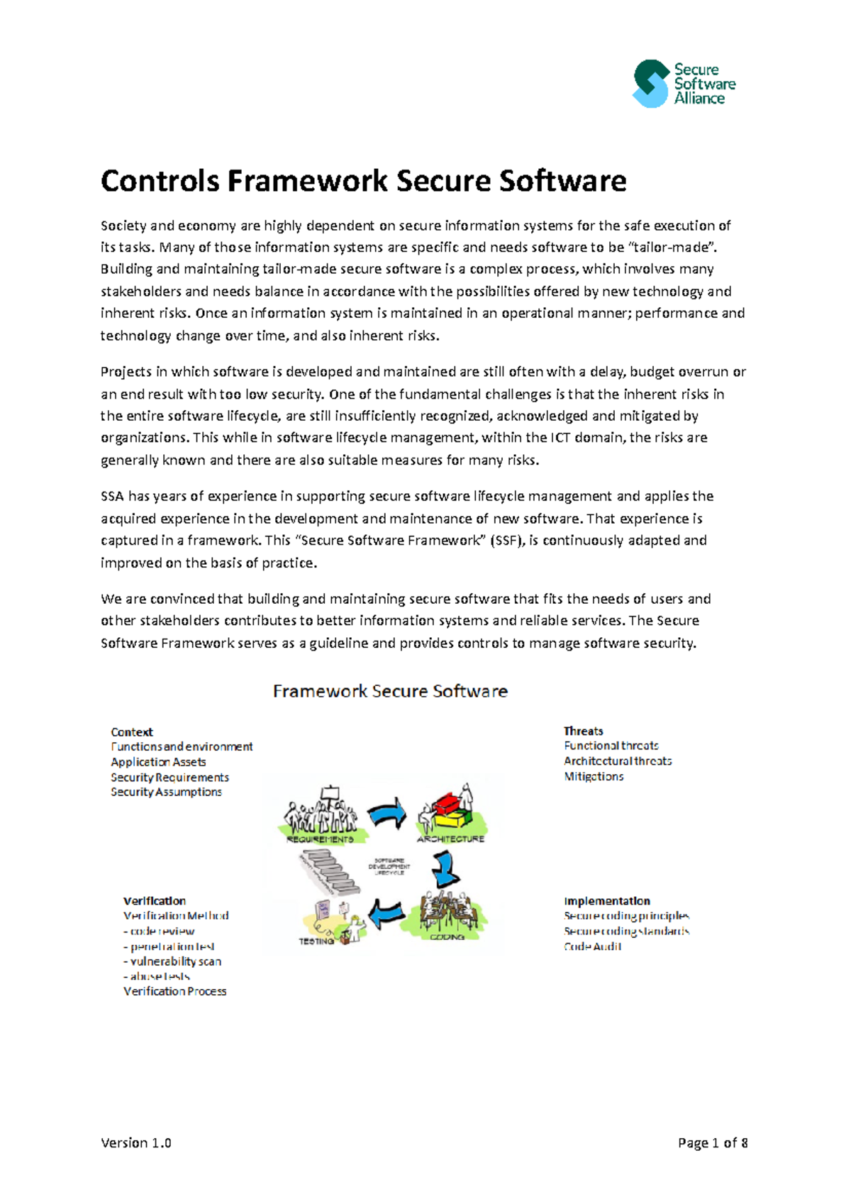 SSA Controls Framework Secure Software Version 1 - Controls Framework ...