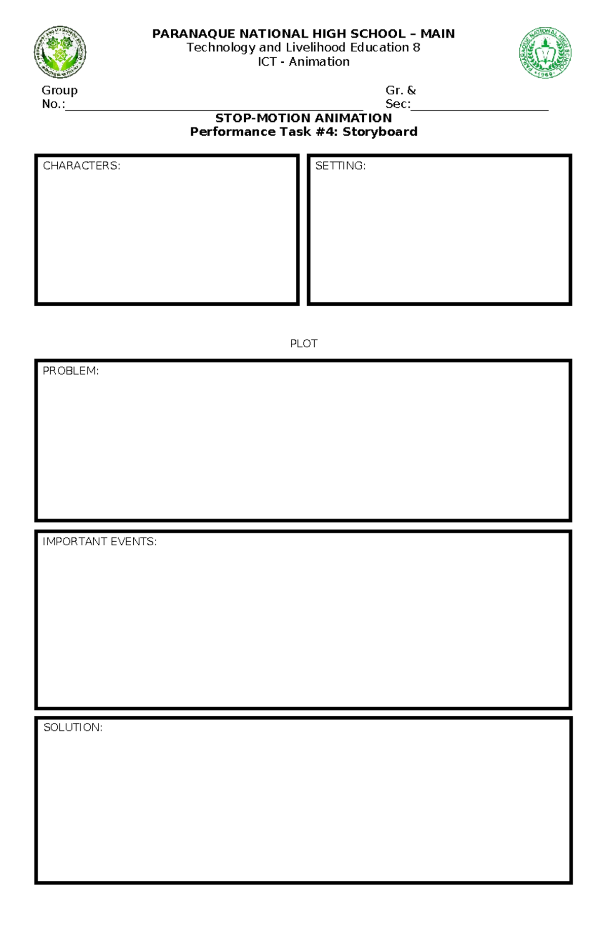 STOP- Motion- Storyboard - SOLUTION: Group No