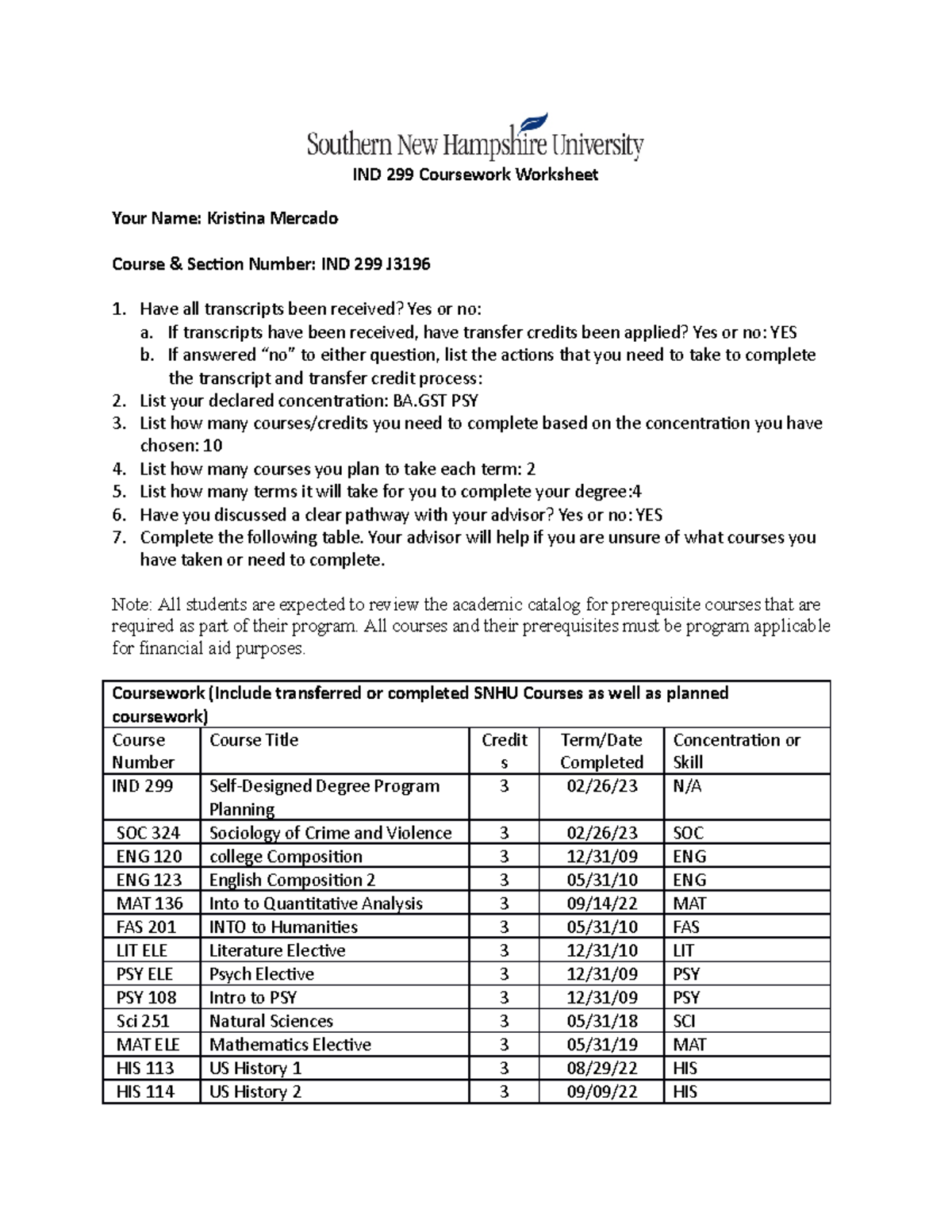 IND 299 Coursework Worksheet 4 - IND 299 Coursework Worksheet Your Name ...