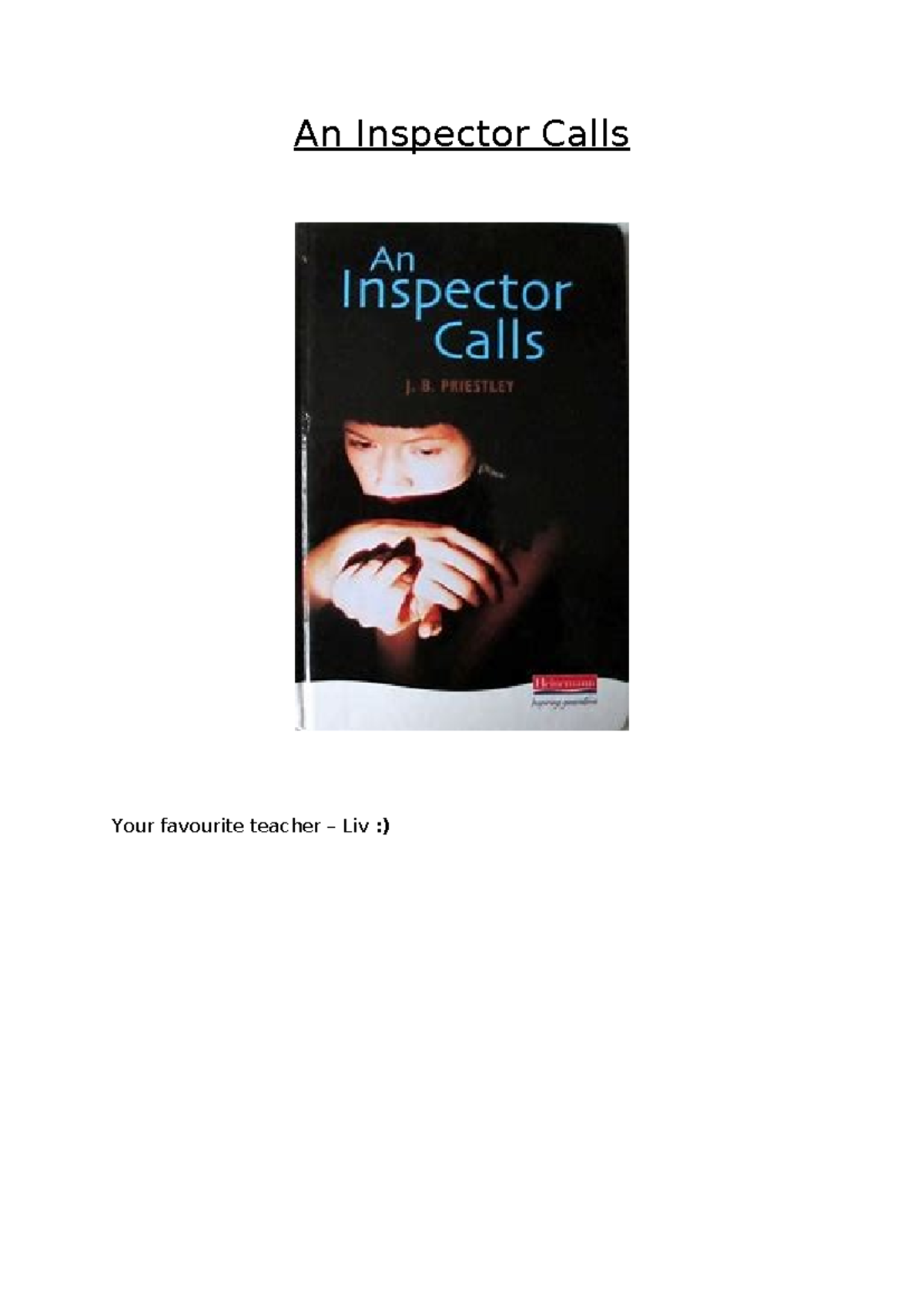 Inspector calls - act 1 - An Inspector Calls Your favourite teacher ...