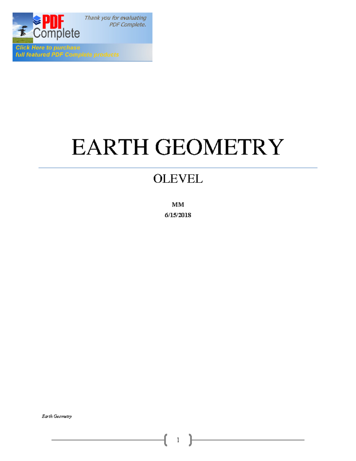 Earth-geometry 1 - Ewan - EARTH GEOMETRY OLEVEL MM 6/15/ Earth Geometry ...