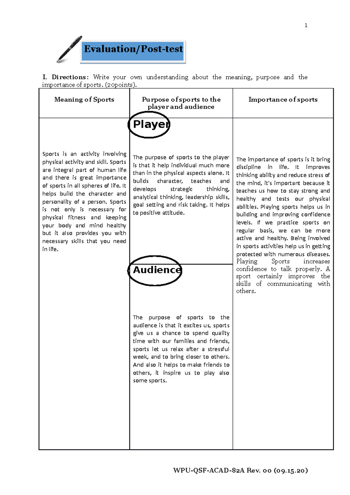 Lesson 2- Evaluation - Aoamxlaozn - 1 Evaluation/Post-test I ...