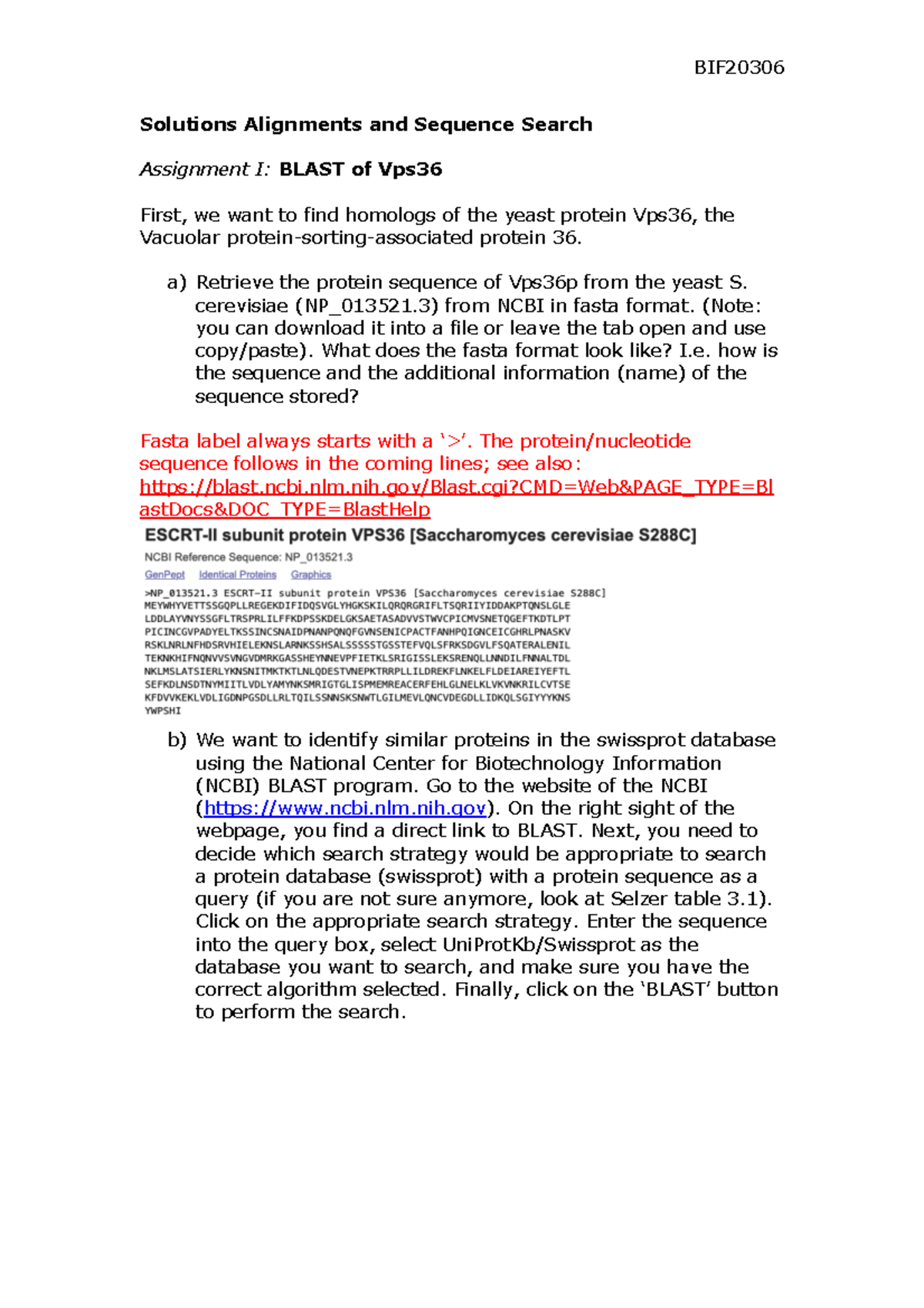 Week2 practical solutions part1 - Solutions Alignments and Sequence ...