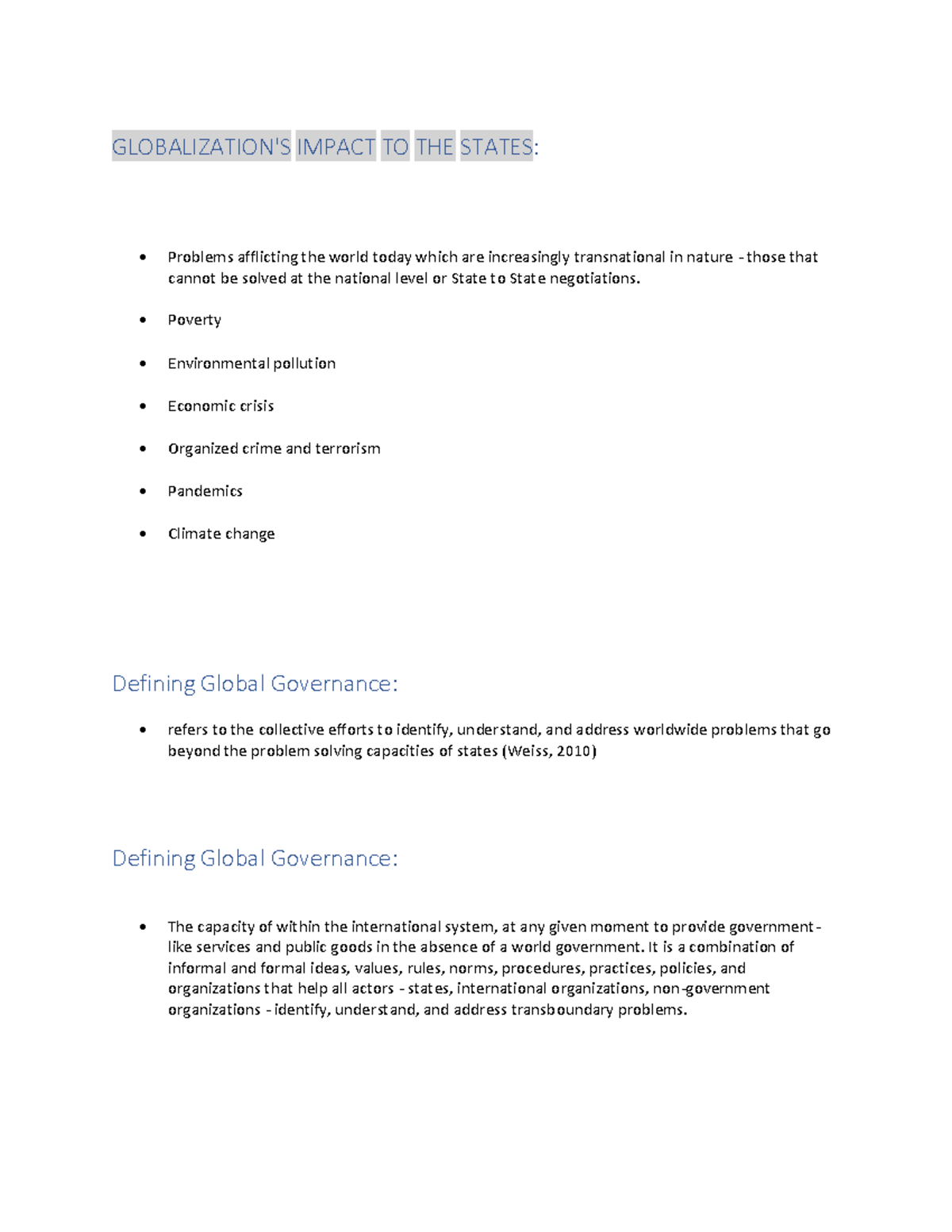 Globalization - GLOBALIZATION'S IMPACT TO THE STATES: Problems ...