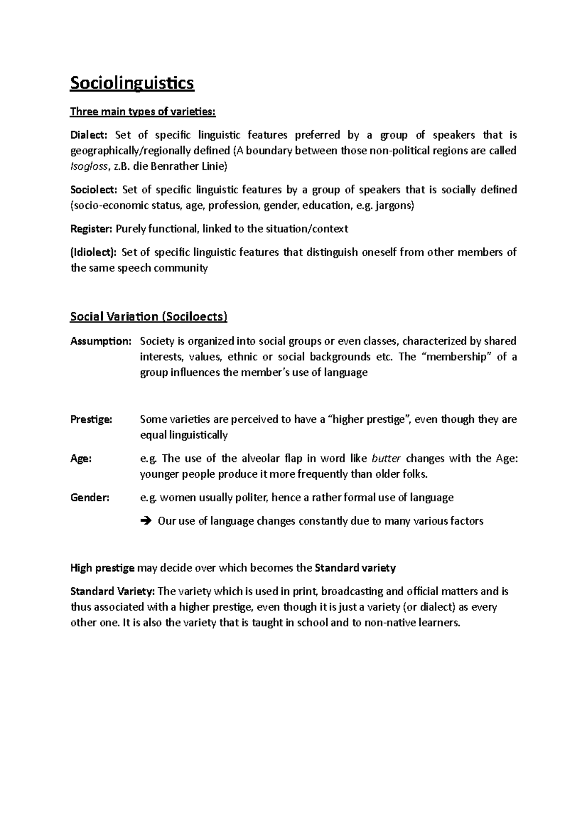 16. Sociolinguistics - Sociolinguistics Three main types of varieties ...