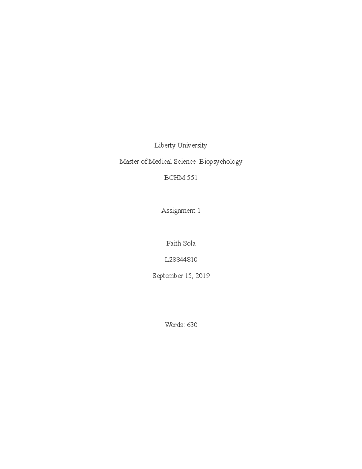 Assignment 1 Questions and Answers - Liberty University Master of ...