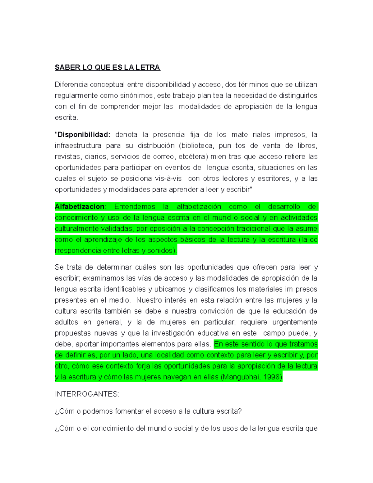 Saber lo que es la letra-resumen - SABER LO QUE ES LA LETRA Diferencia ...