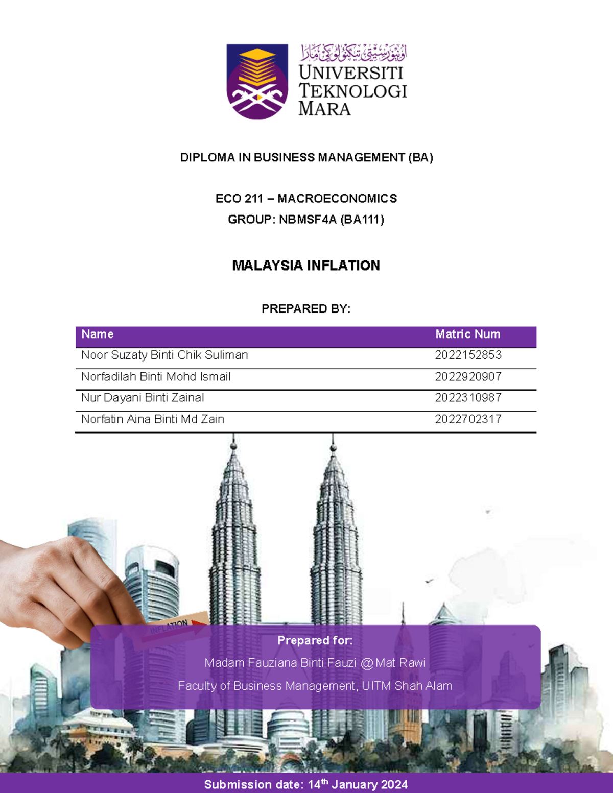 Malaysia Inflation Report - 0 DIPLOMA IN BUSINESS MANAGEMENT (BA) ECO ...