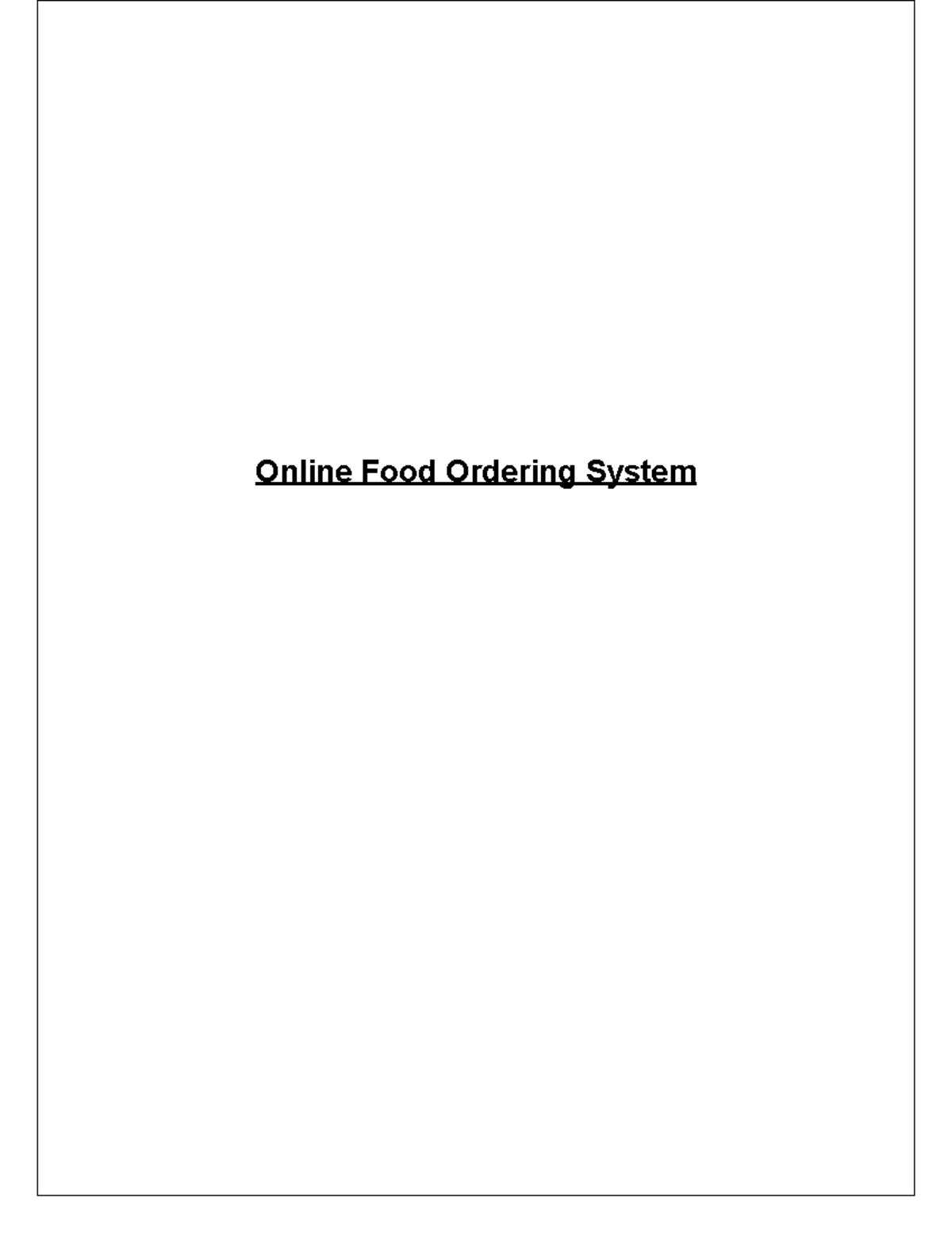project report - online food delivery - Online Food Ordering System ...