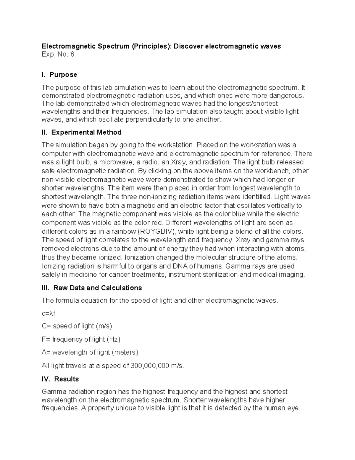 Lab Report-6-Electromagnetic Spectrum - Electromagnetic Spectrum ...