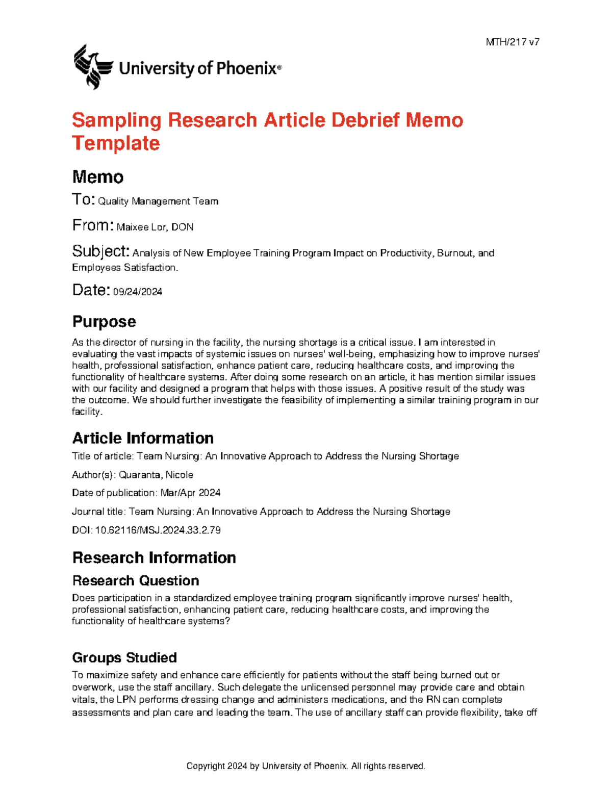 Mth217 v7 wk2 sampling research article debrief memo template - MTH/217 ...