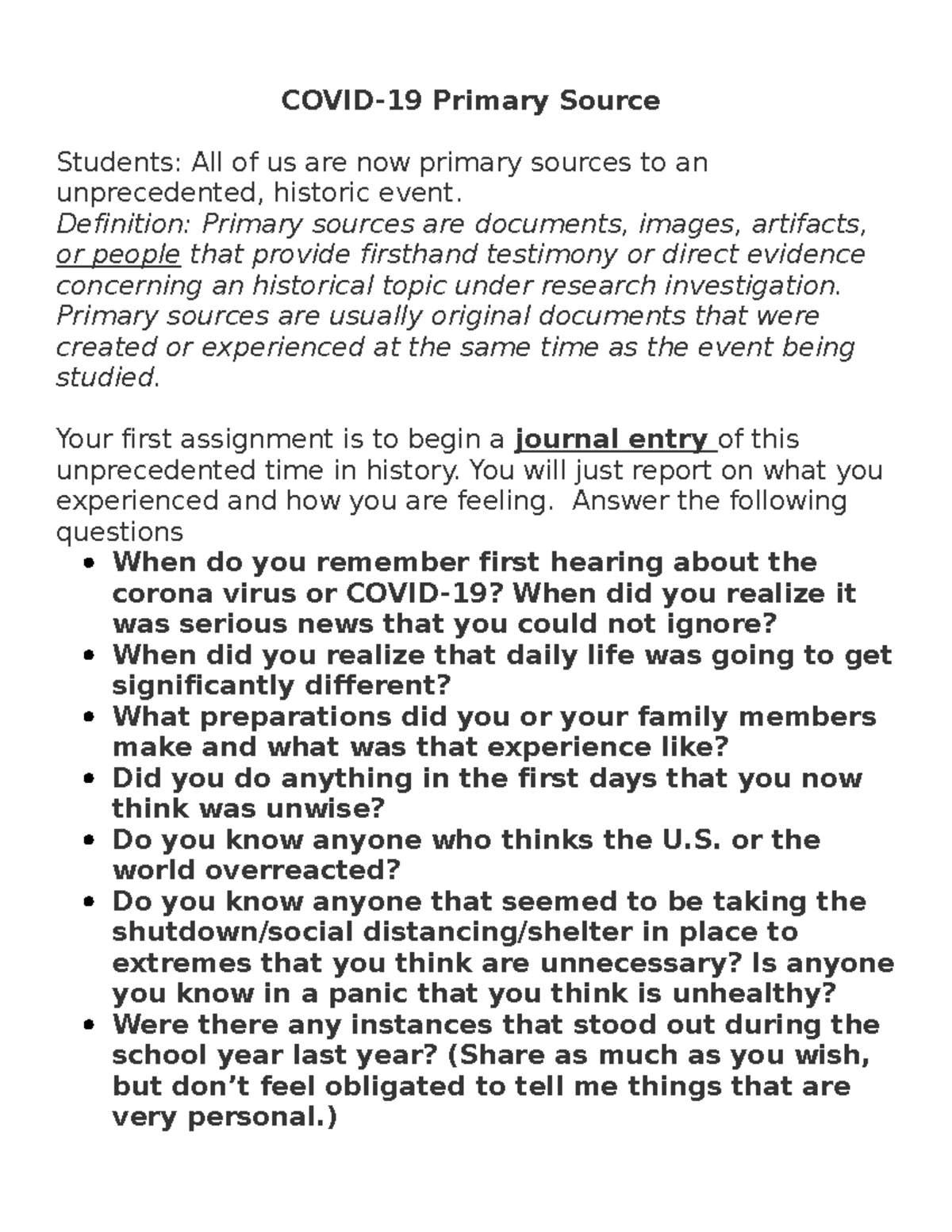 Covid Primary Source - 1st day of school info - COVID-19 Primary Source ...