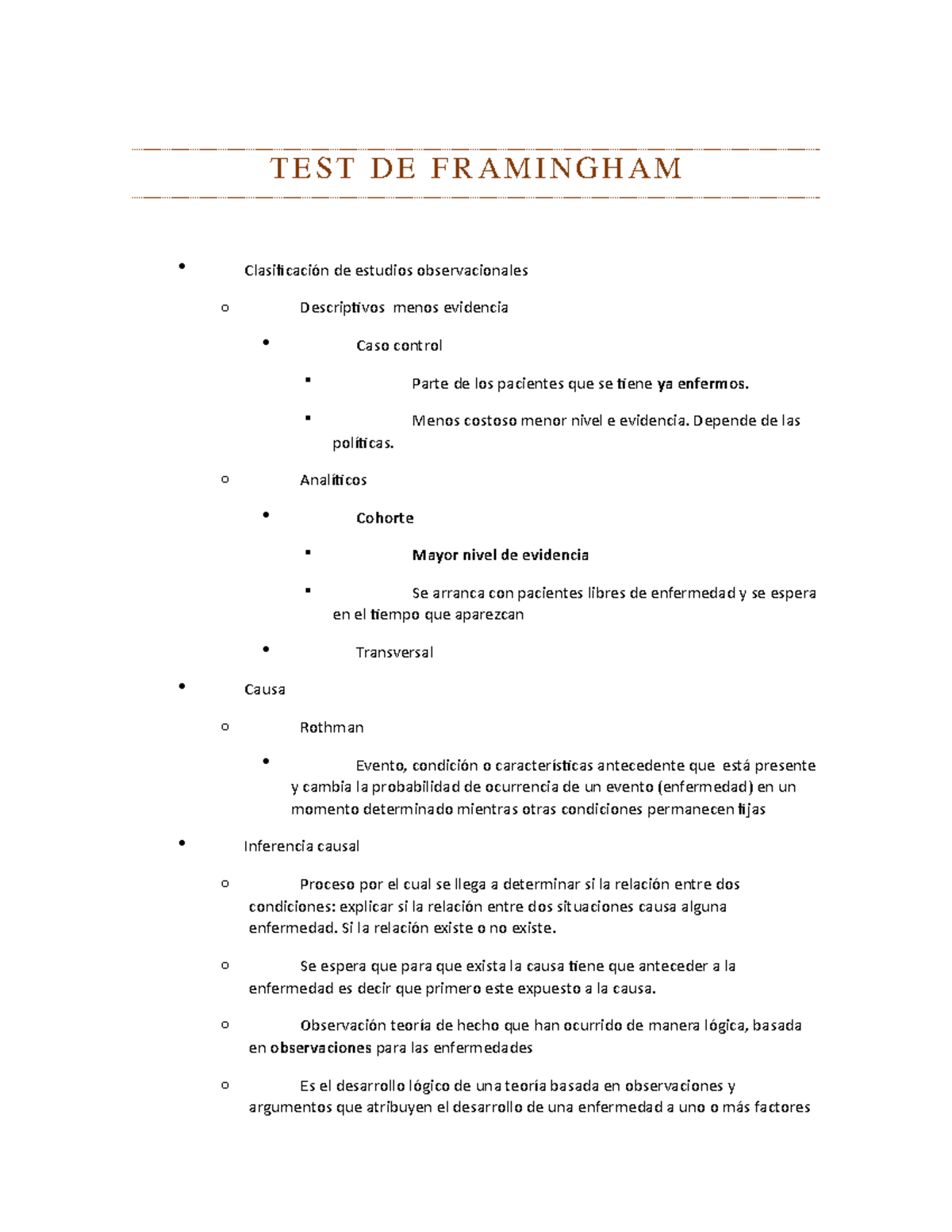 Test de Framingham - Apuntes 11 - TEST DE FRAMINGHAM Clasificación de ...