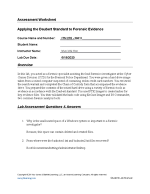 Assessment Worksheet Lab 2 Documenting a Workstation Configuration Using Common Forensic Tools ...