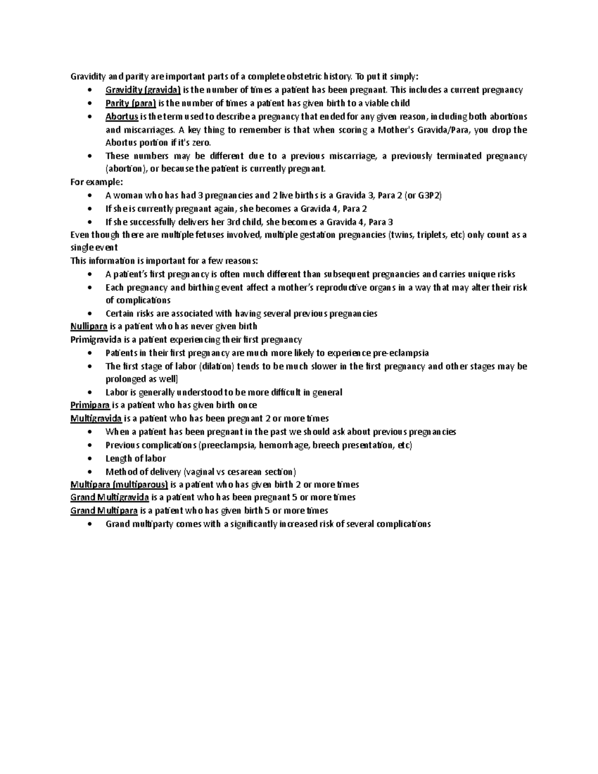 GTPALM LECTURE - Gravidity and parity are important parts of a complete ...