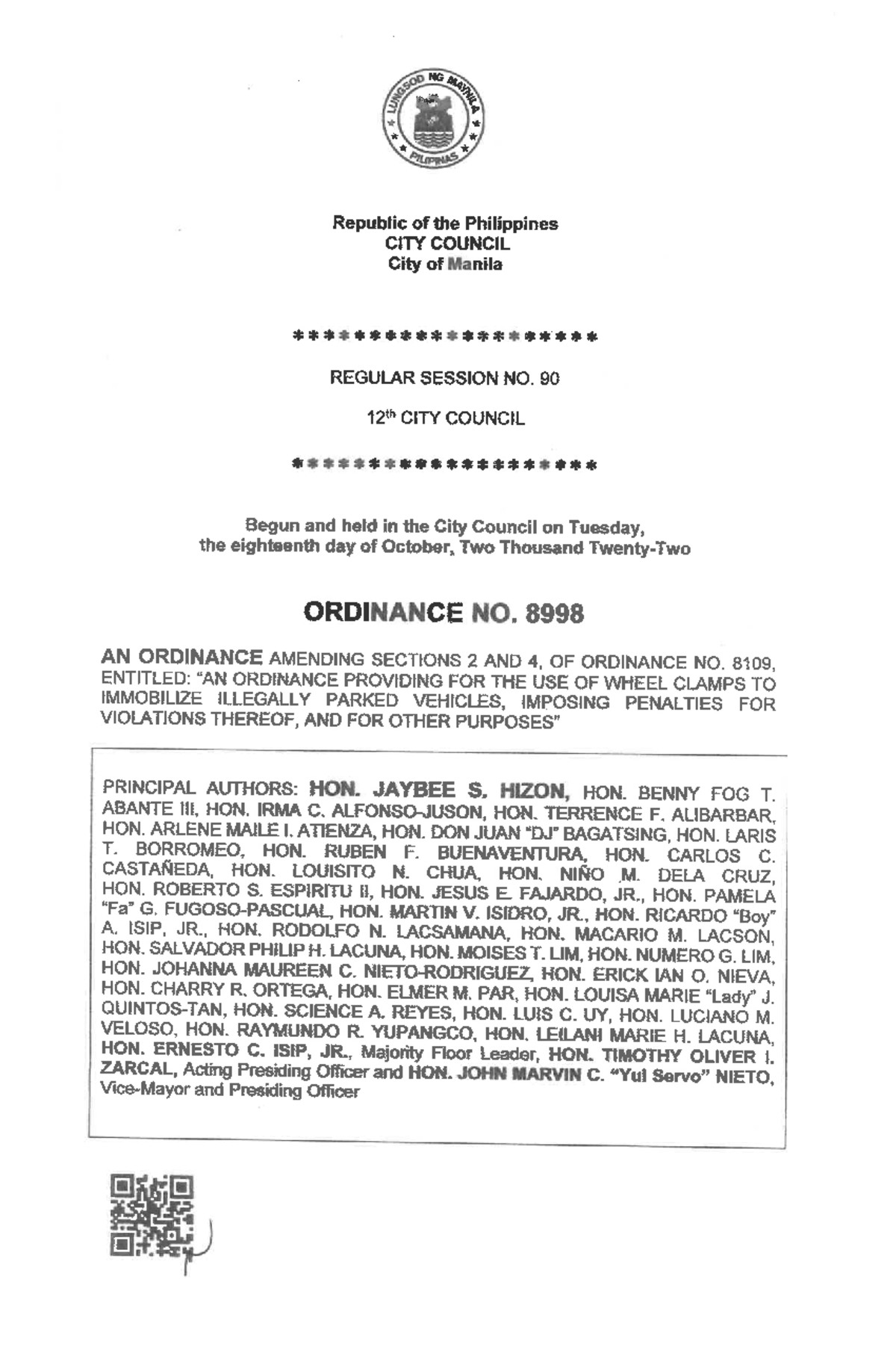 Ordinance-No 8998 Manila - Administrative Law - Studocu