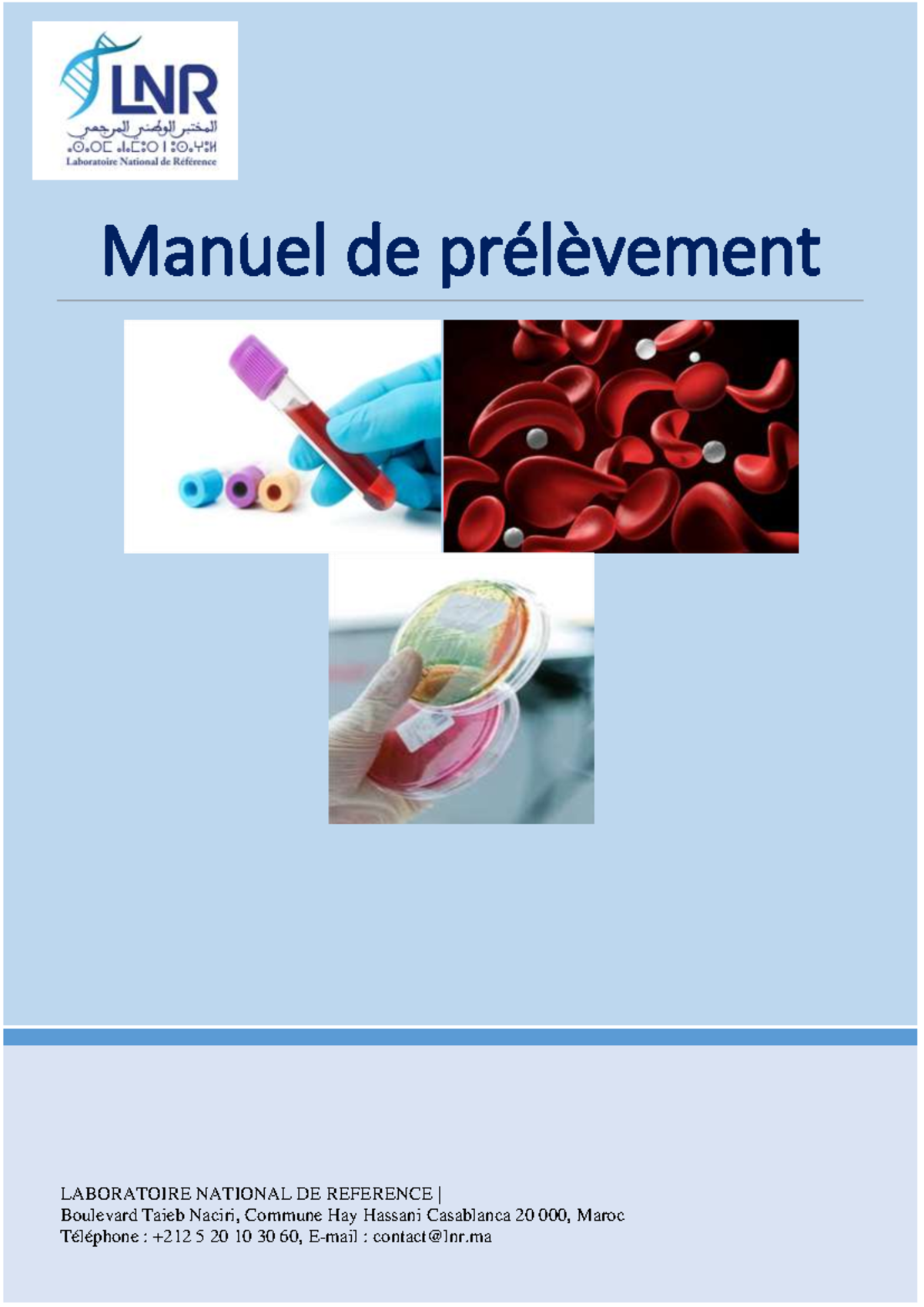 Manuel - guide d'utilisation des tubes - LABORATOIRE NATIONAL DE REFERENCE | Boulevard Taieb ...